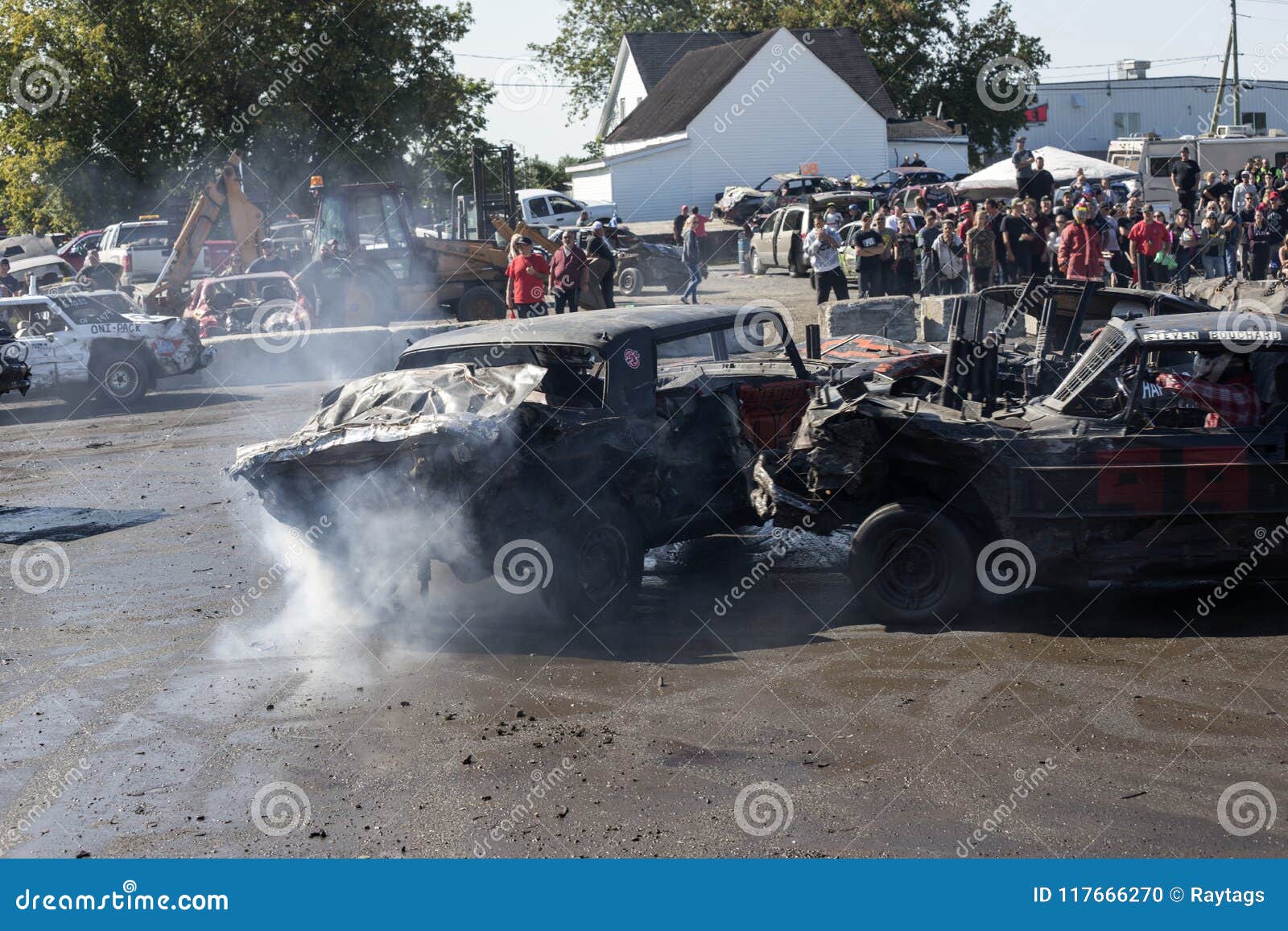 Crashed Cars in Action during Demolition Derby Editorial Image - Image ...
