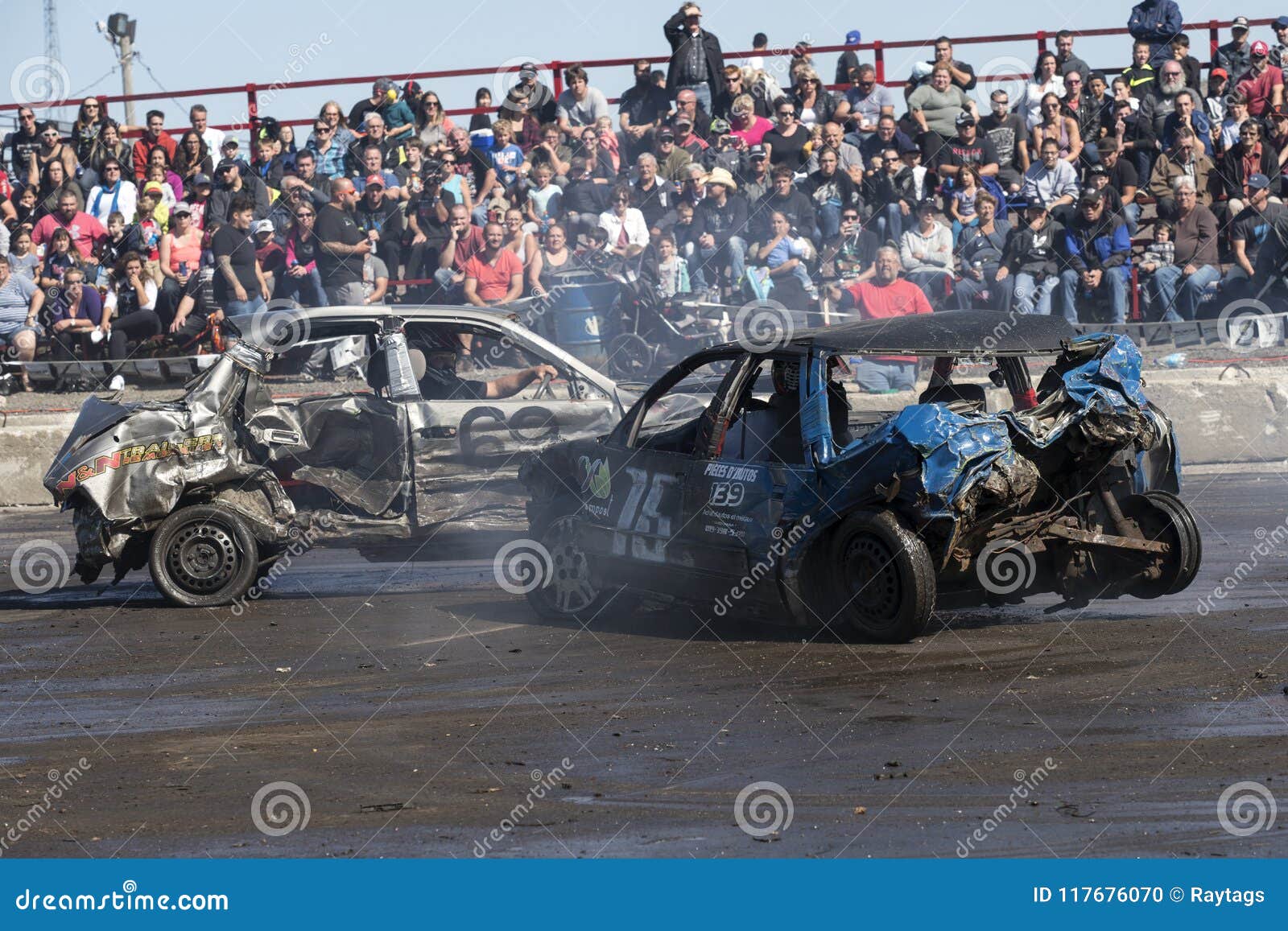 Crashed Cars in Action during Demolition Derby Editorial Image - Image ...