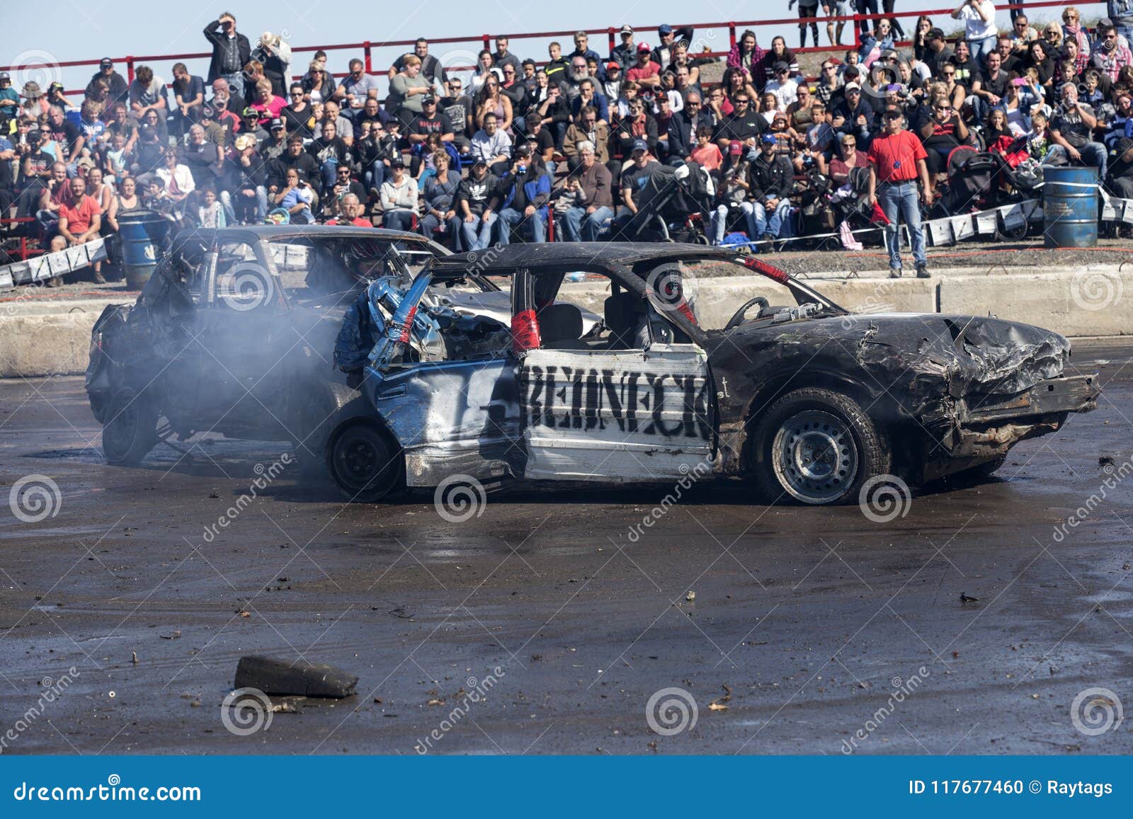 Crashed Cars in Action during Demolition Derby Editorial Image - Image ...