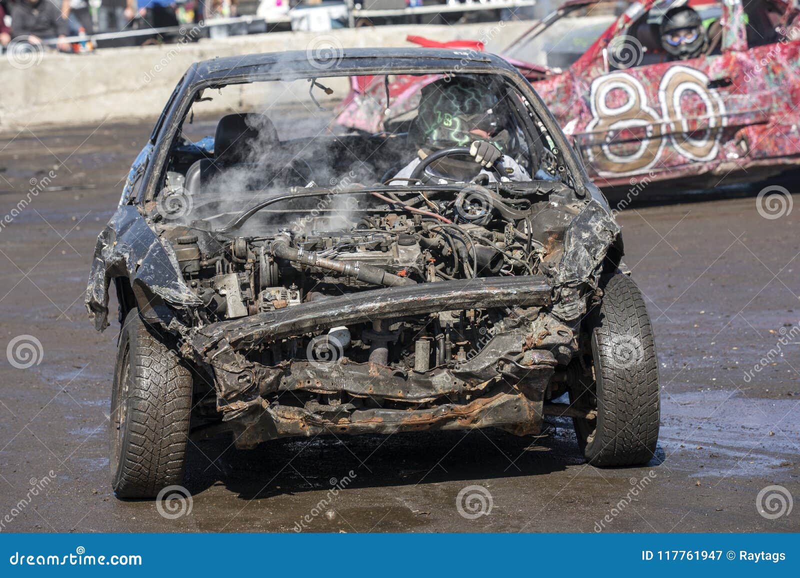 Crashed Cars in Action during Demolition Derby Editorial Photography ...