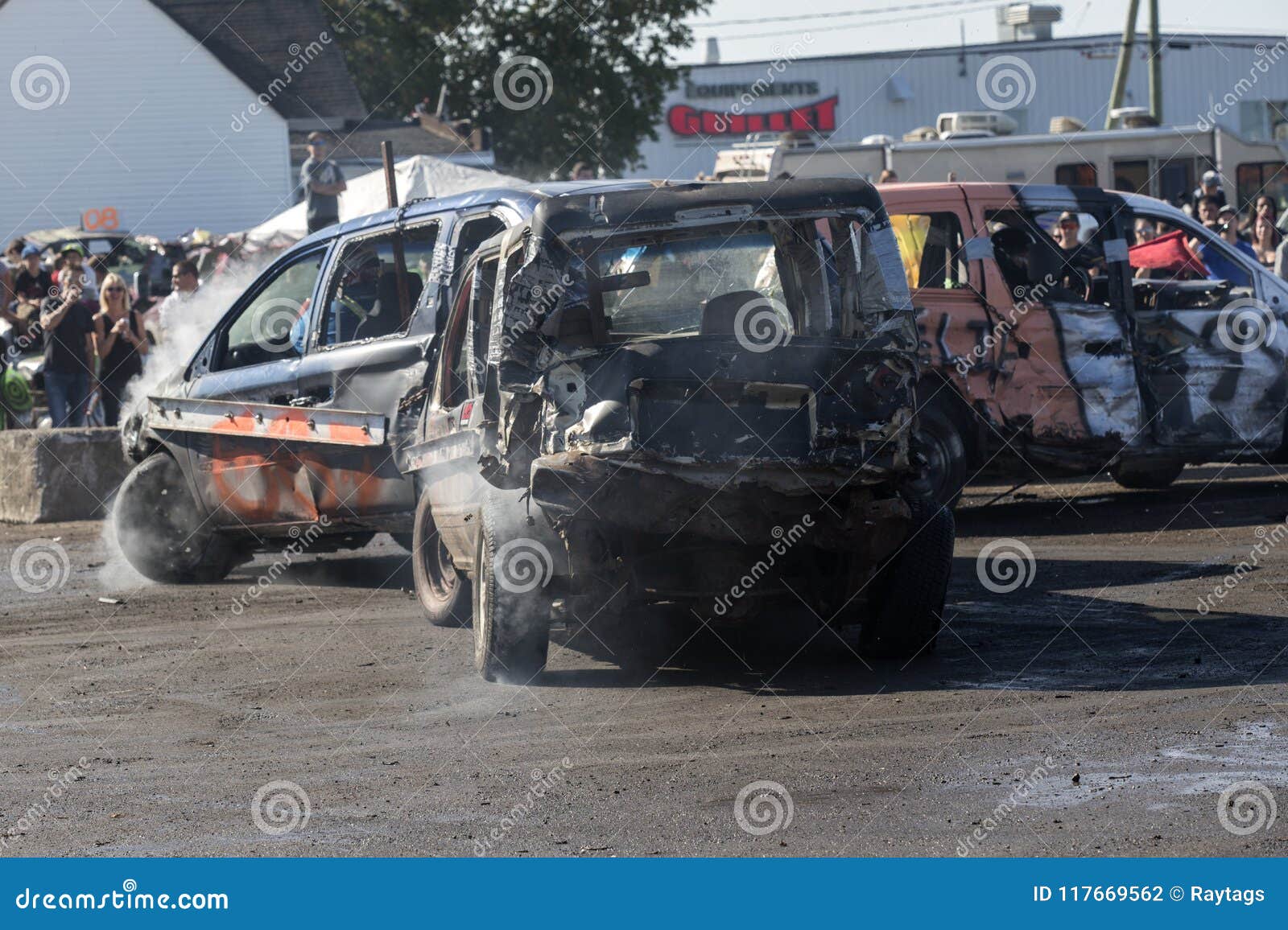 Crashed Van in Action during Demolition Derby Editorial Photography ...