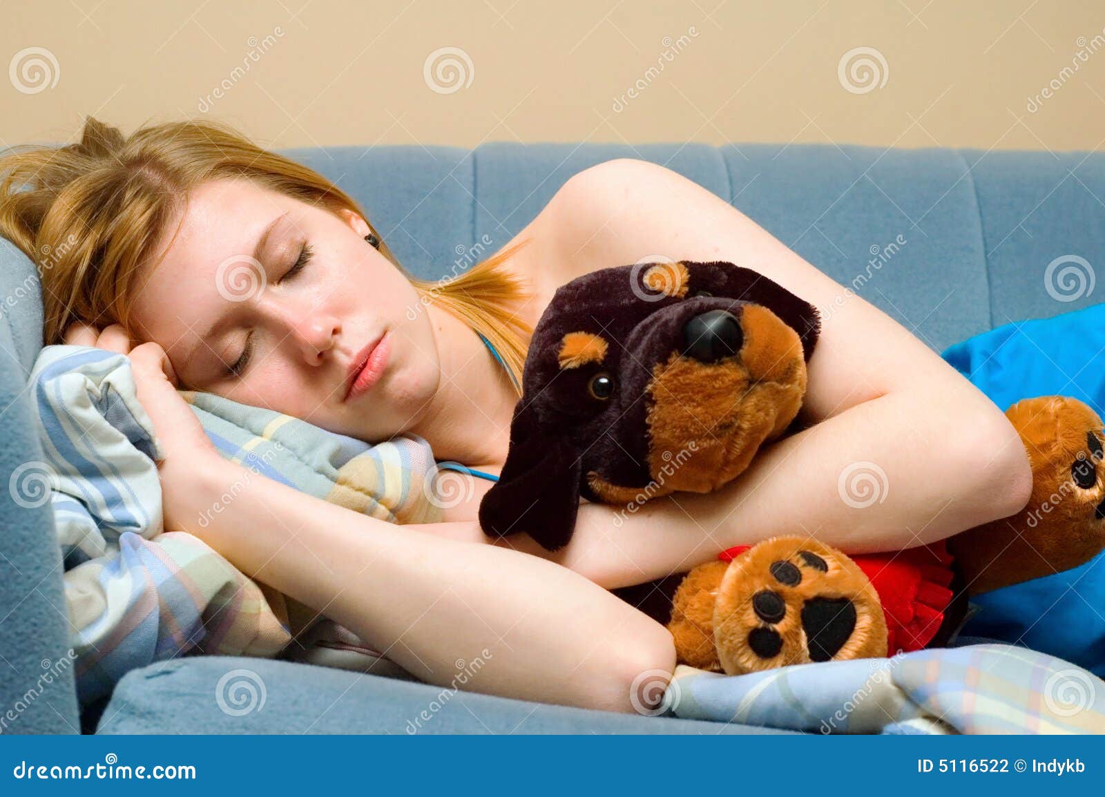 Naping stock photo. Image of woman, young, stuffed, pretty - 5116522