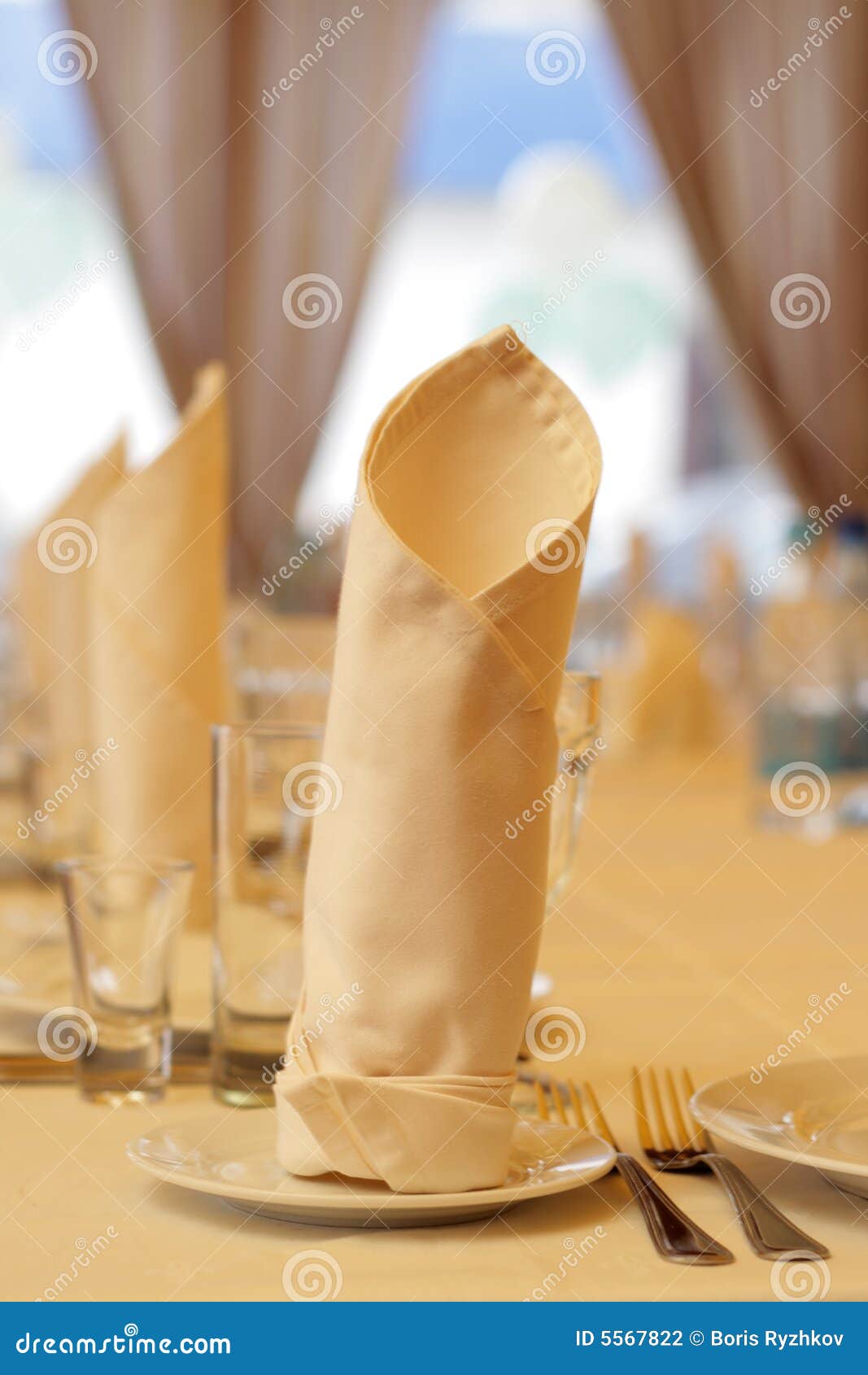 Napkin on Celebration Table Stock Photo - Image of plate, table: 5567822