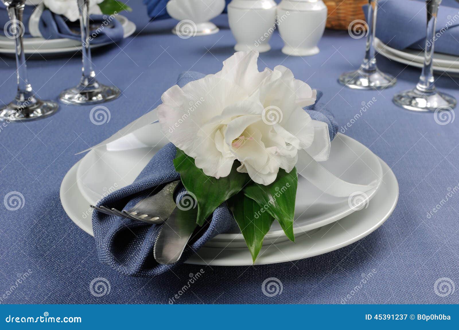 Napkin Decorated with Flower Stock Image - Image of lunch, gladiolus ...
