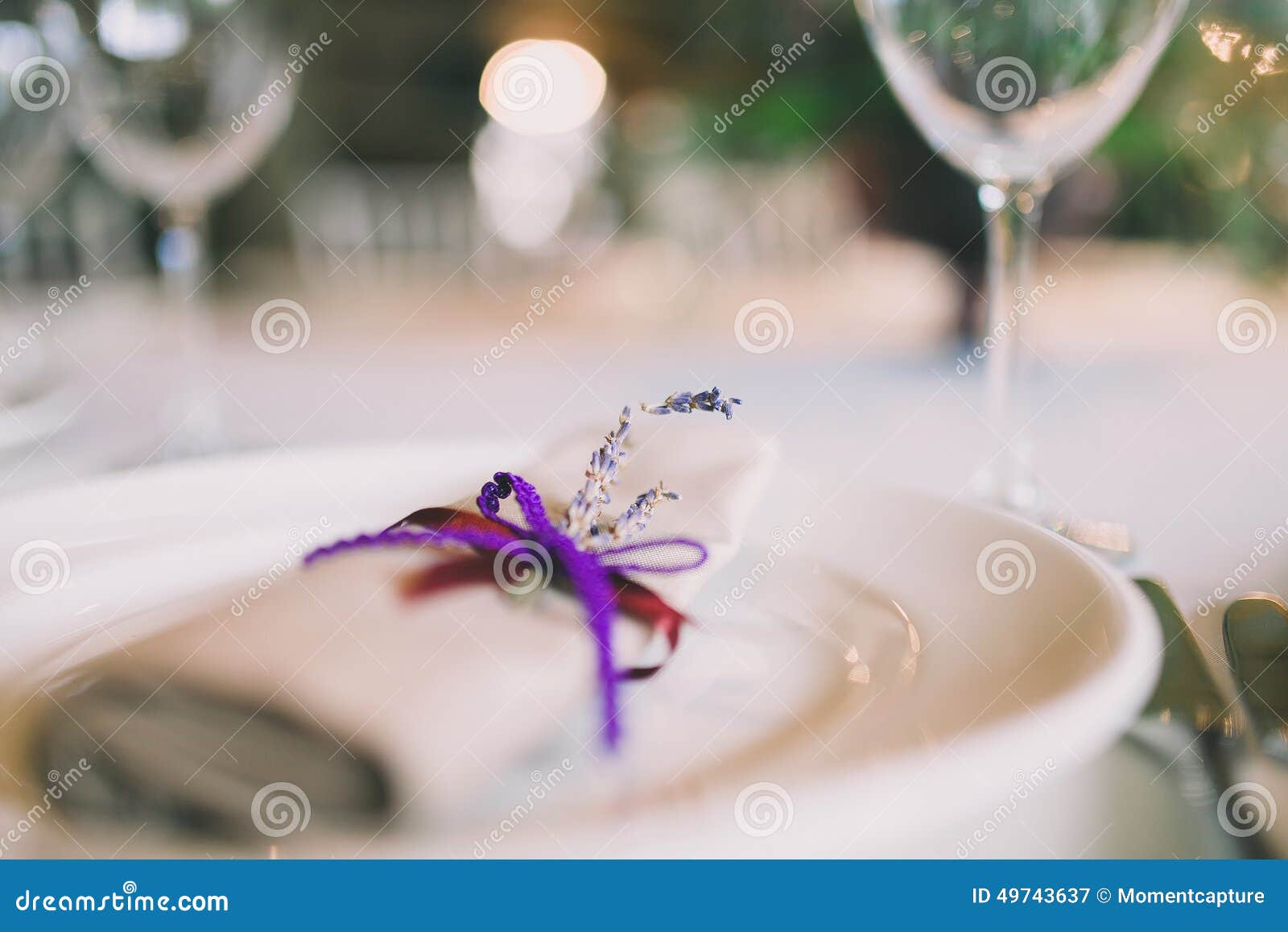 Napkin Decorated for a Wedding Stock Image - Image of fork, marriage ...
