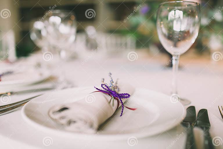 Napkin Decorated for a Wedding Stock Image - Image of arrangement ...