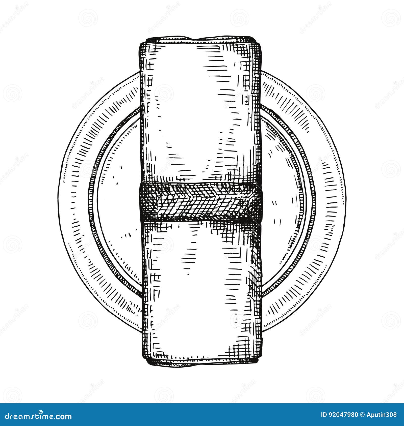 Napkin on a Plate Hand Drawing Illustration Stock Vector - Illustration ...