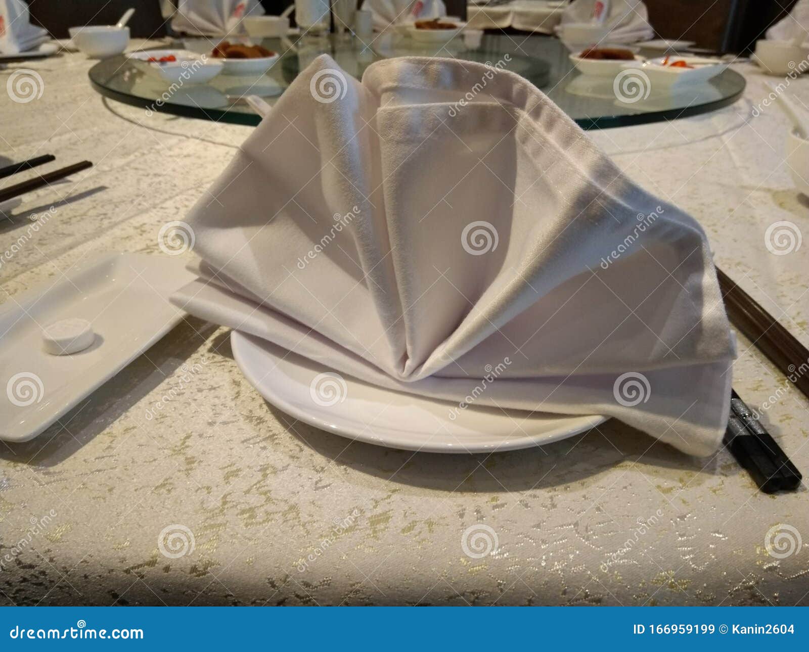 Napkins on a Chinese Circle Dining Table Stock Image - Image of ...