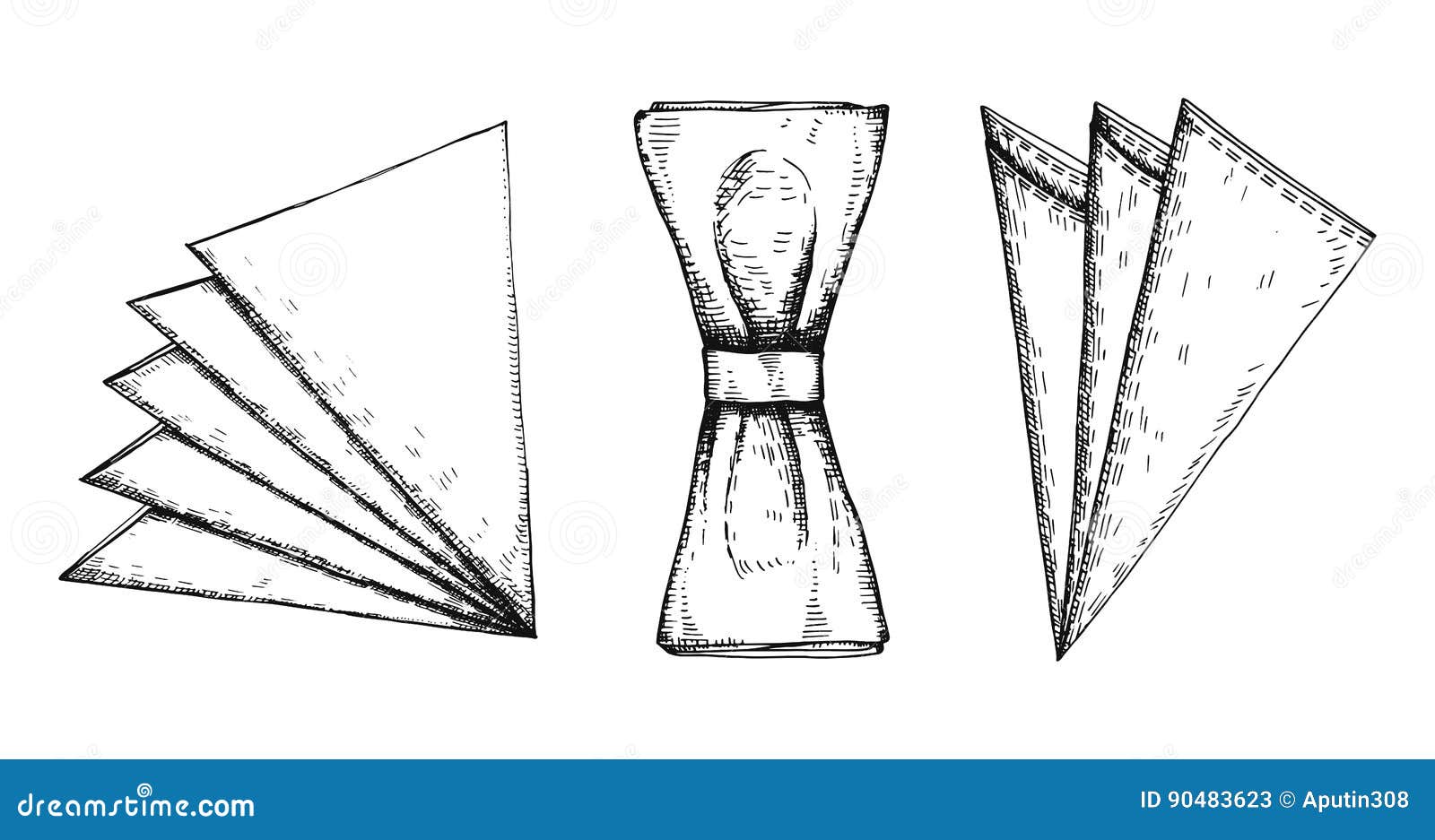 Napkins Serving. Hand Drawing Vector Set Stock Vector - Illustration of ...