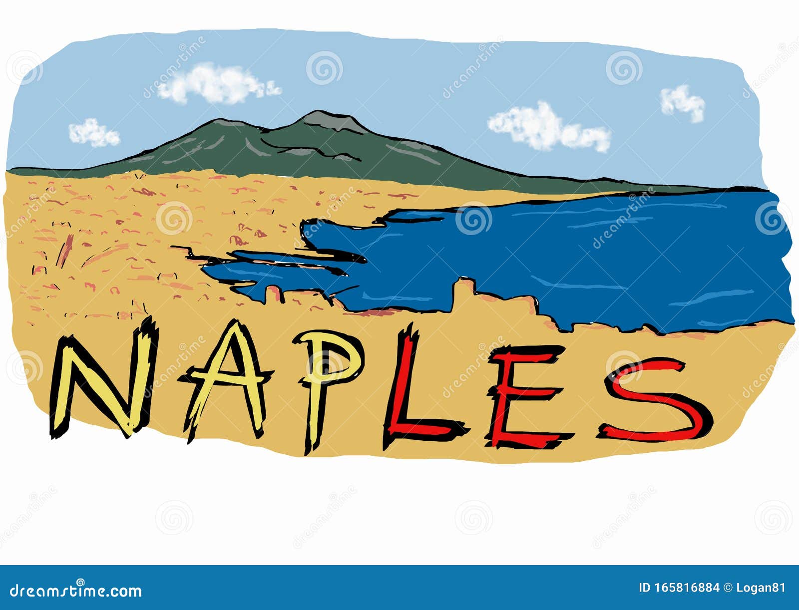 Naples city in Italy stock illustration. Illustration of cartoon ...