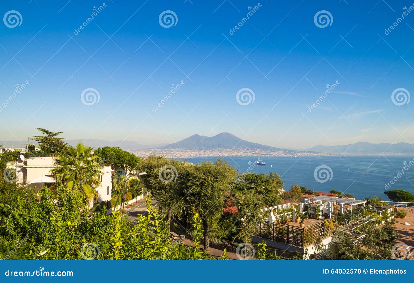 Naples City and Vesuvius Volcano Stock Photo - Image of iannello ...