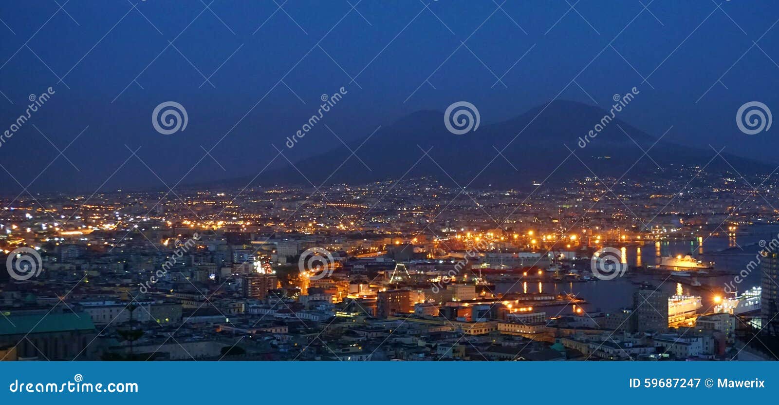 Naples cityscape stock image. Image of night, view, vesuv - 59687247