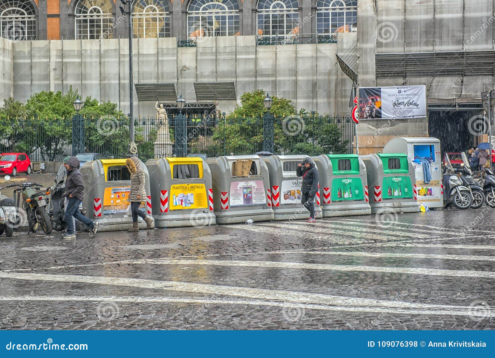 Naples, ITALY, 02,01,2018: Garbage Containers on Street of Naples ...