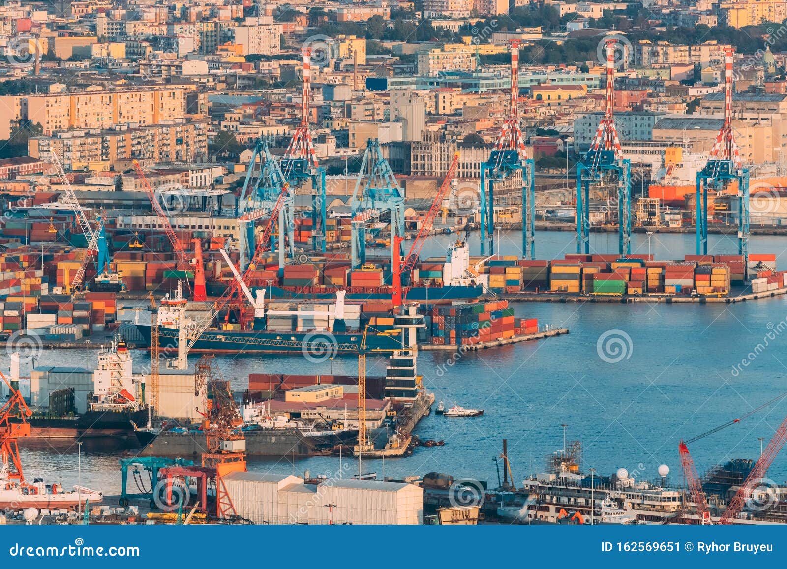Naples, Italy. Top View of Container Terminal in Port of Naples Stock ...
