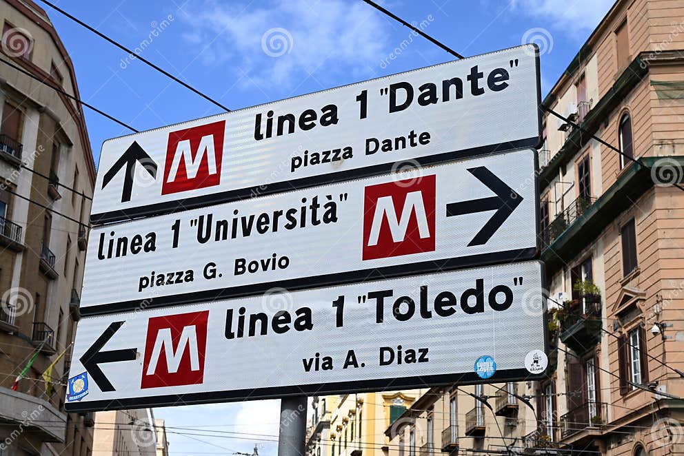 Naples metro signs stock photo. Image of closeup, signs - 338033884