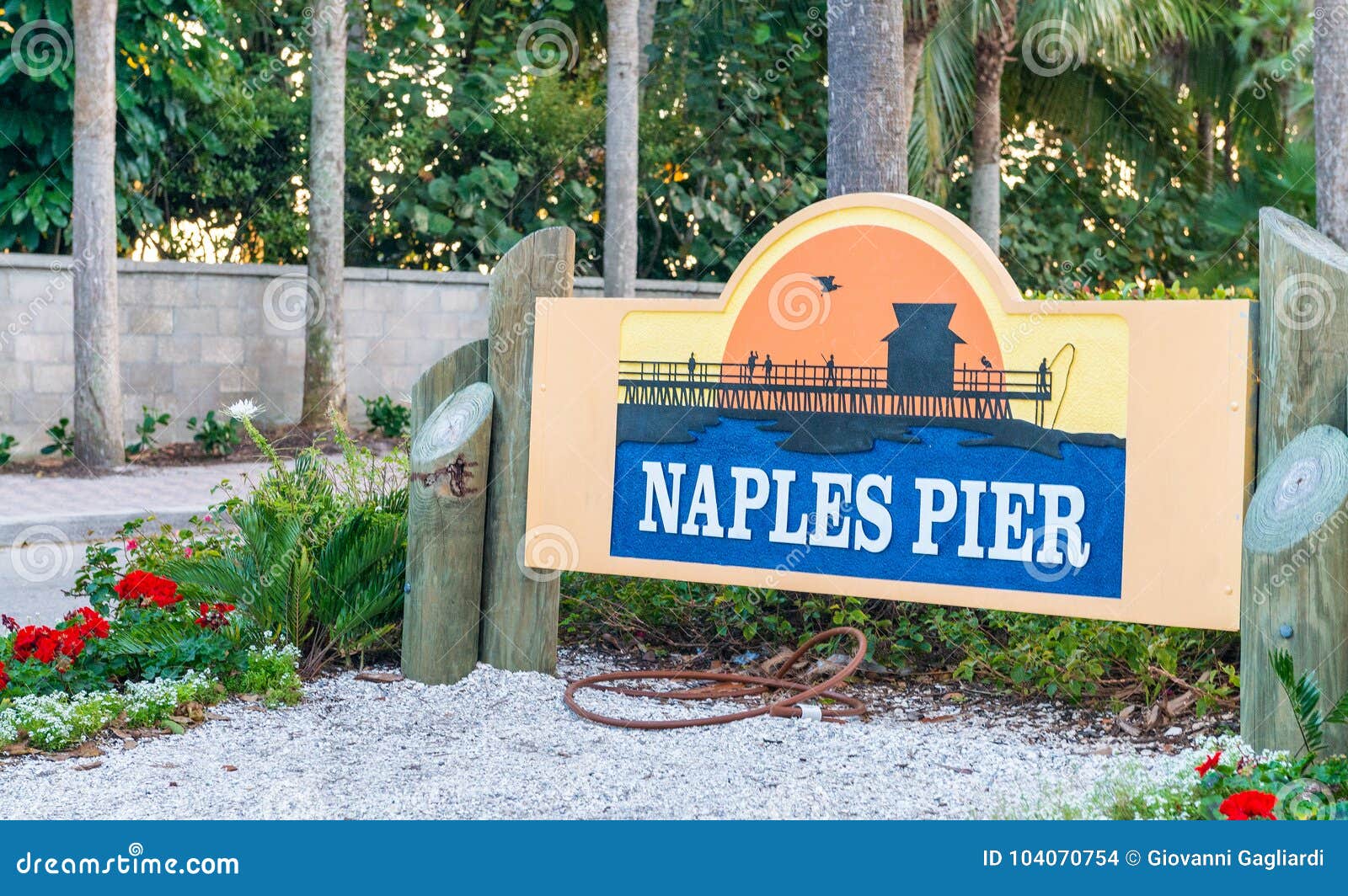 Naples Pier Street Sign, Florida Editorial Stock Image - Image of ...