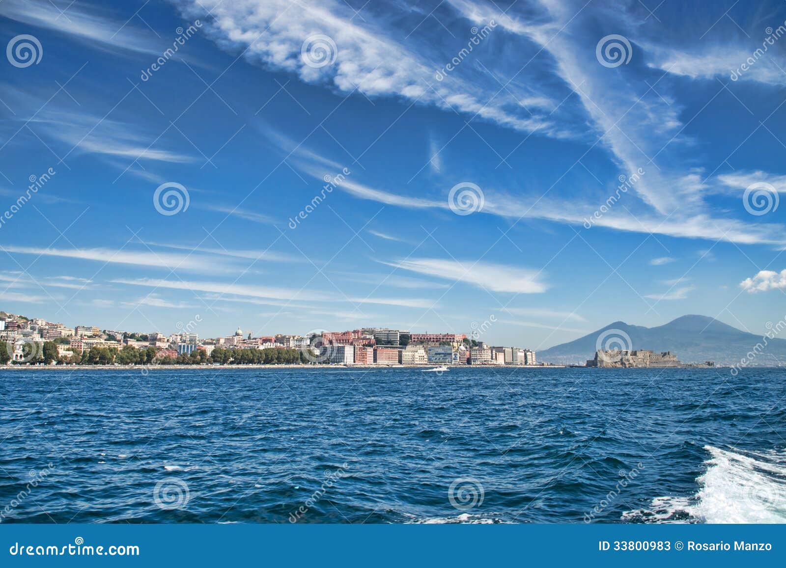 Naples Town and Mount Vesuvius from the Sea Stock Image - Image of ...