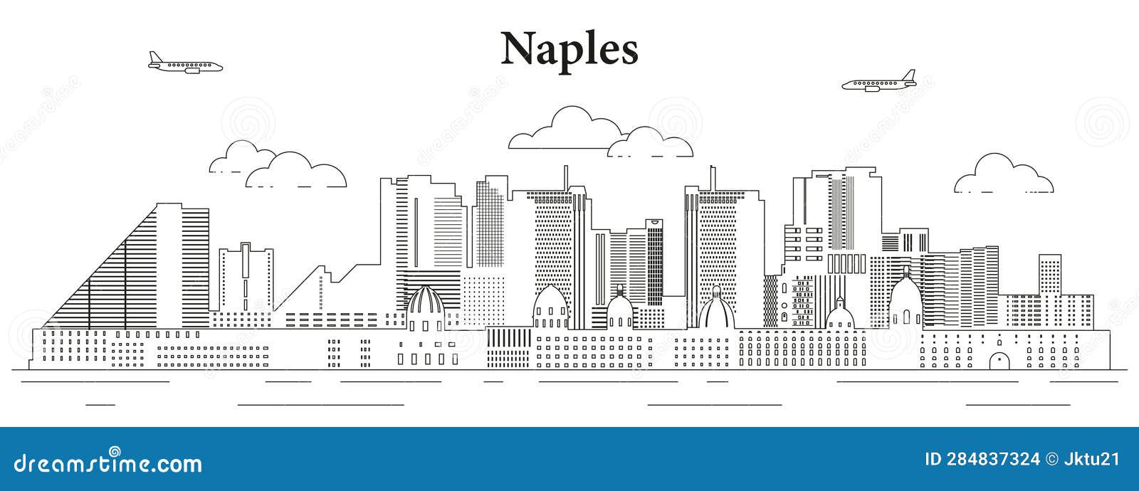 Naples Cityscape Line Art Vector Illustration Stock Vector ...