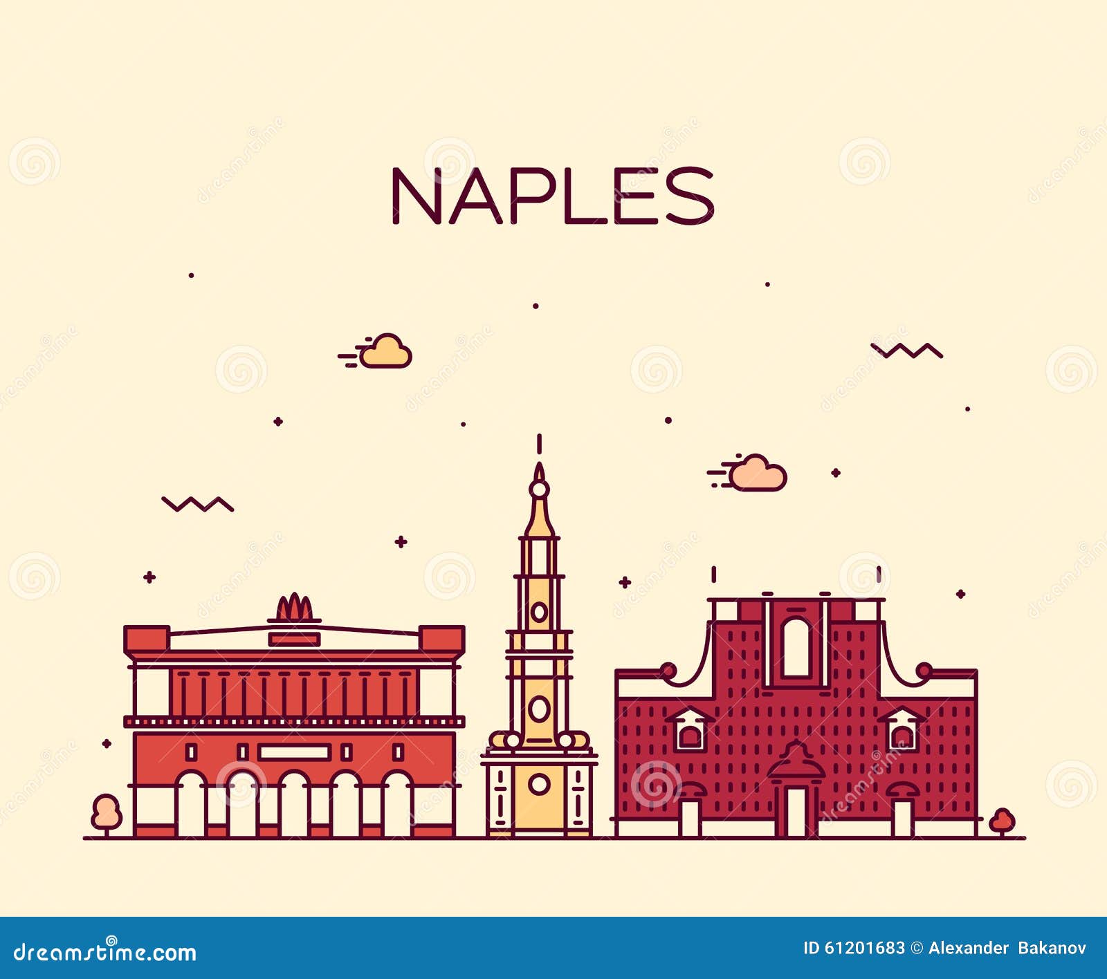 Naples Skyline And Landmarks Silhouette Cartoon Vector | CartoonDealer ...