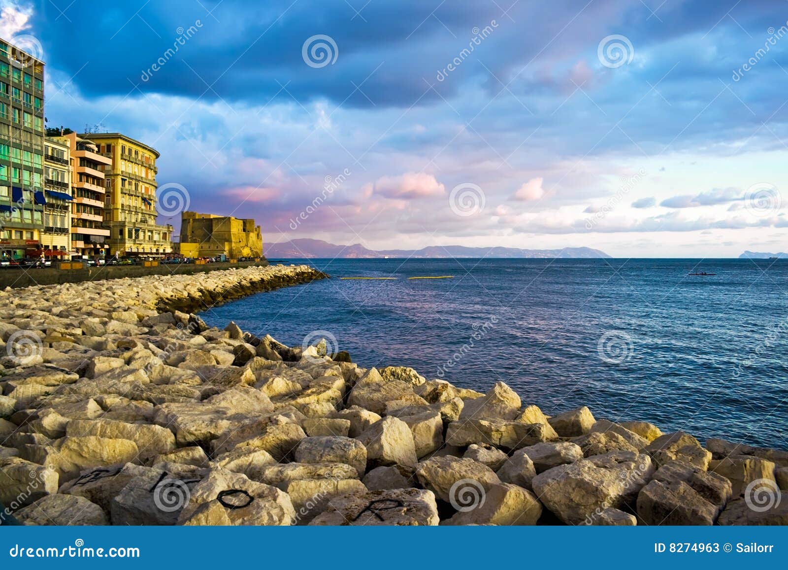 Naples sunset stock image. Image of seascape, harbour - 8274963