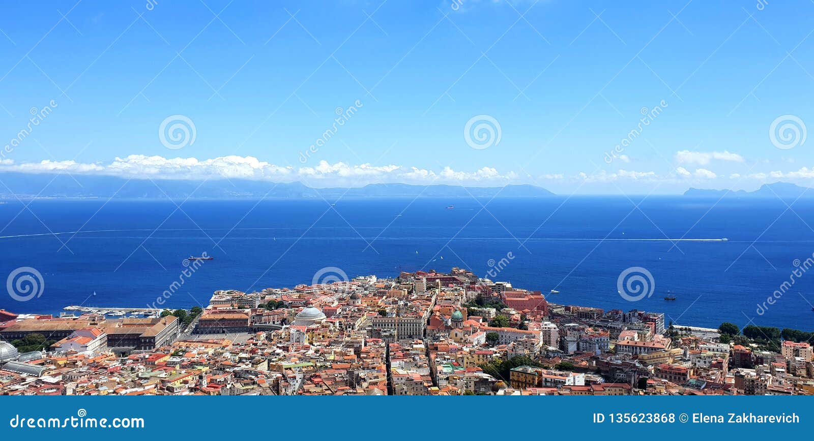 Naples. View of the Mediterranean Sea Stock Photo - Image of gulf ...