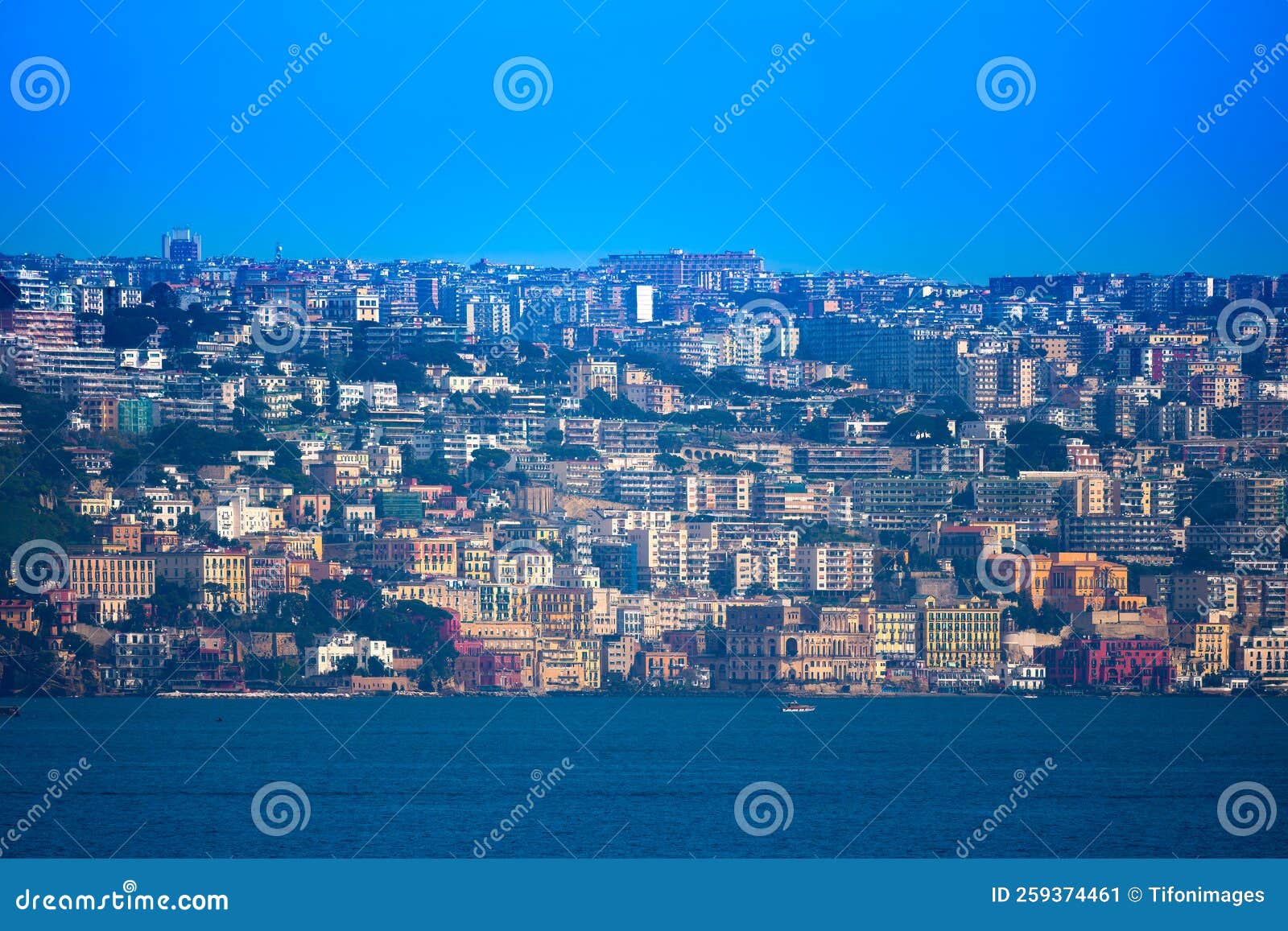 Distant View of Naples Waterfront Stock Image - Image of panorama ...