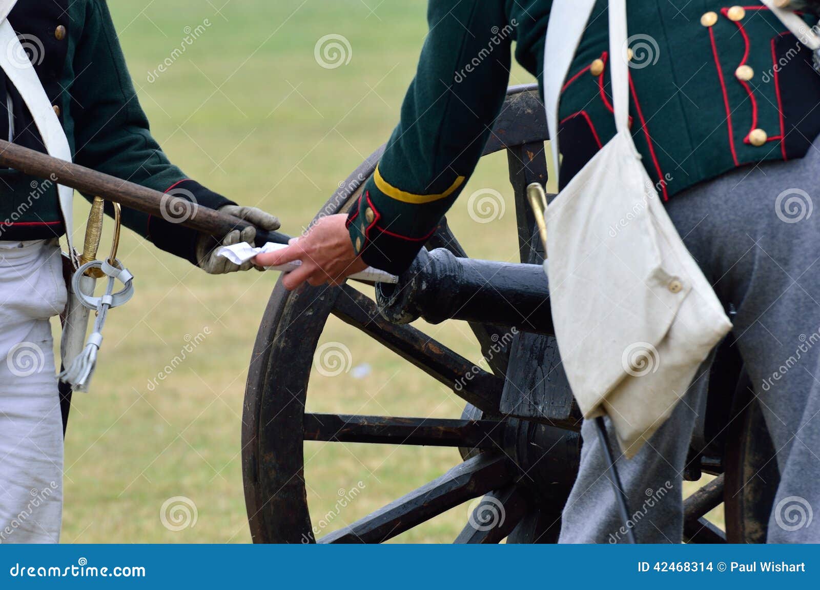 Napoleonic Soldiers Loading Cannon Stock Photo - Image of field ...