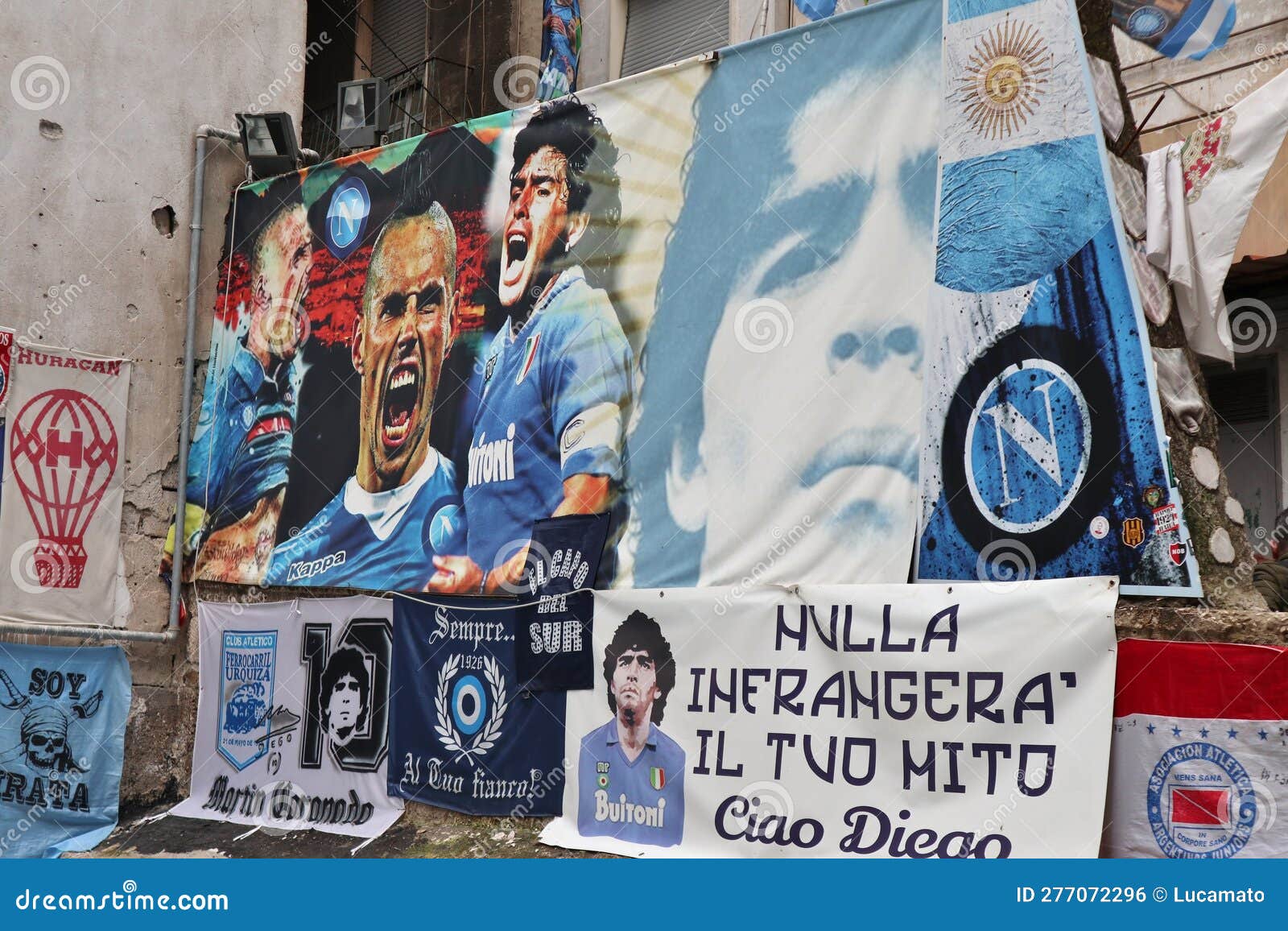 Napoli - Striscioni in Largo Maradona Editorial Photo - Image of square ...
