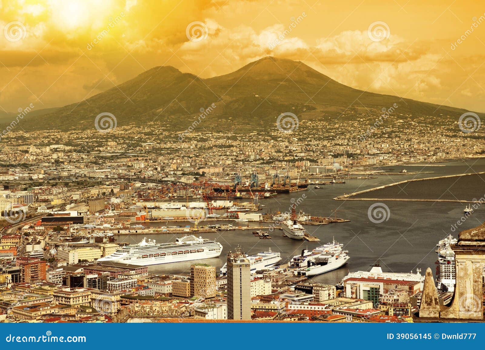 Napoli sunset stock image. Image of view, europe, hill - 39056145