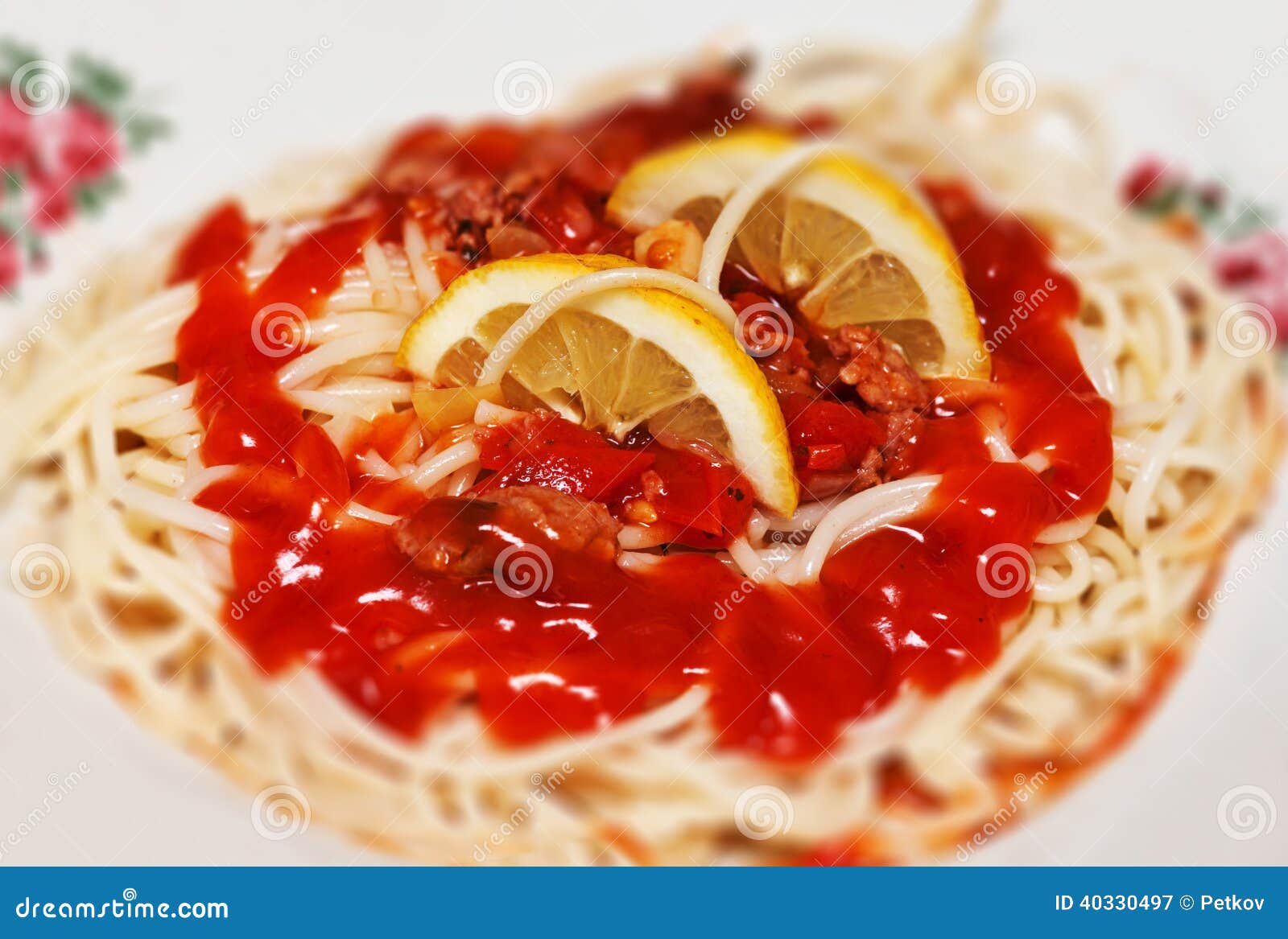 Napolitan Spaghetti with Ketchup Closeup Stock Image - Image of fresh ...