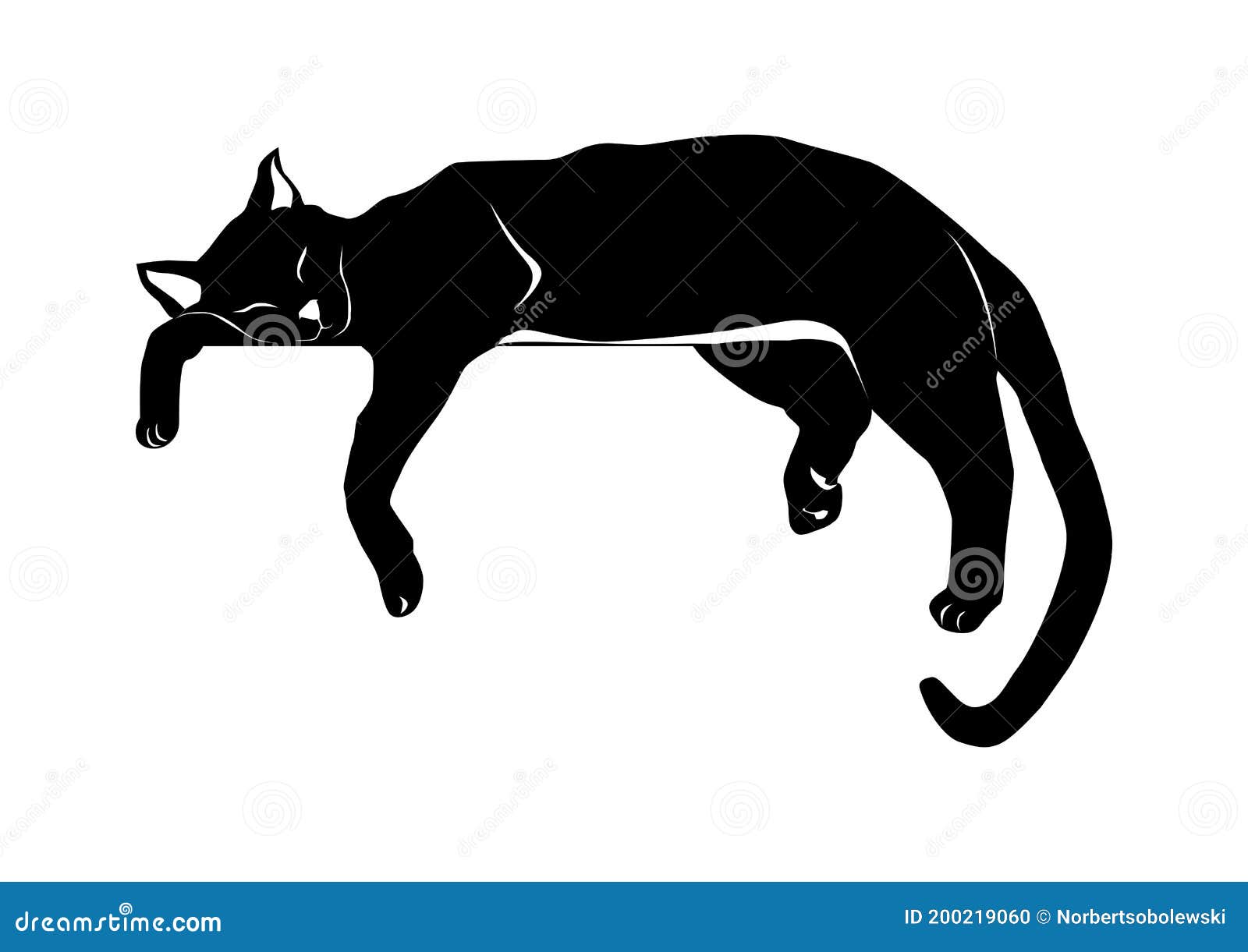 Napping cat silhouette. stock vector. Illustration of white - 200219060