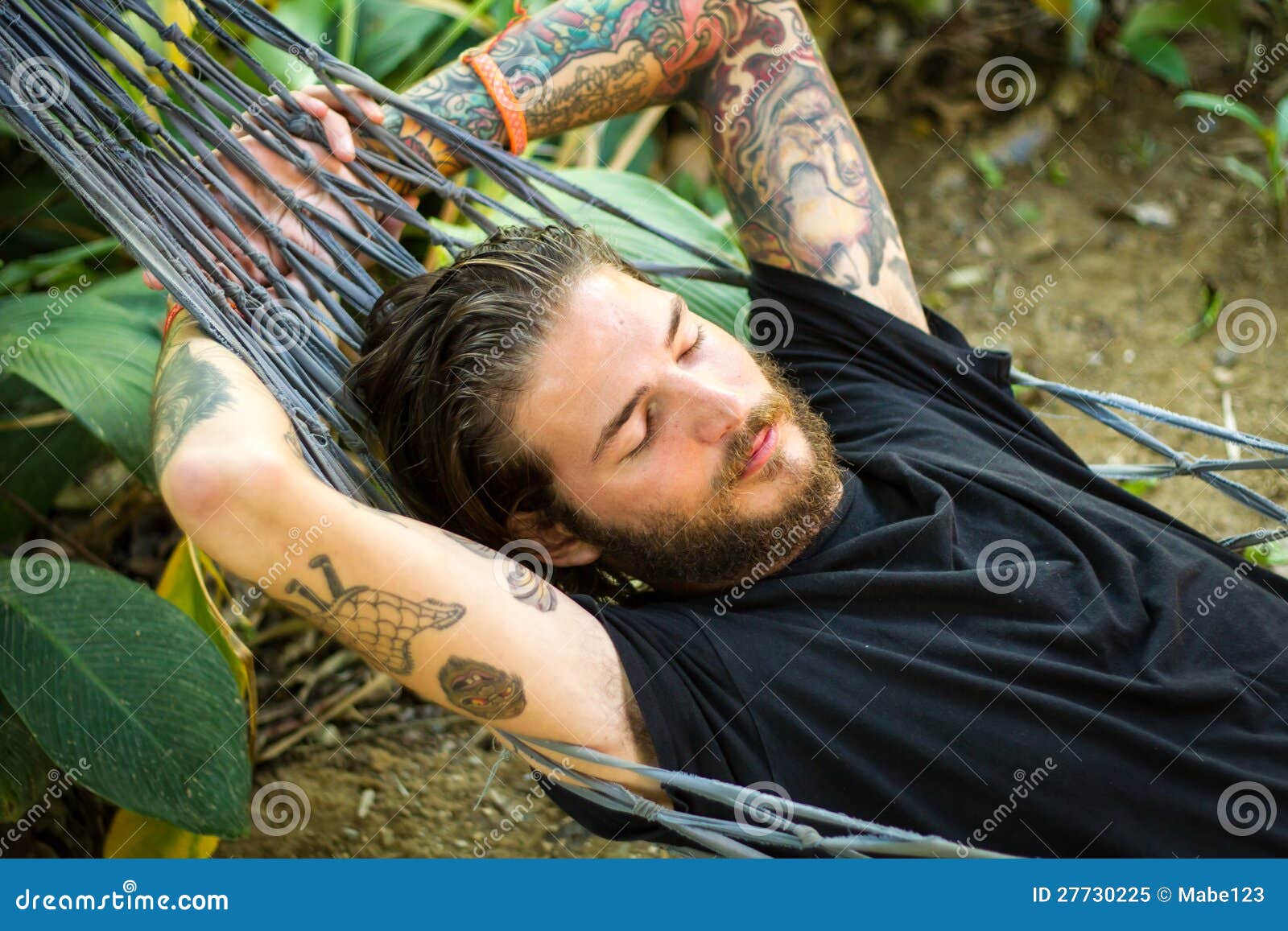 Napping man closeup stock image. Image of beard, young - 27730225