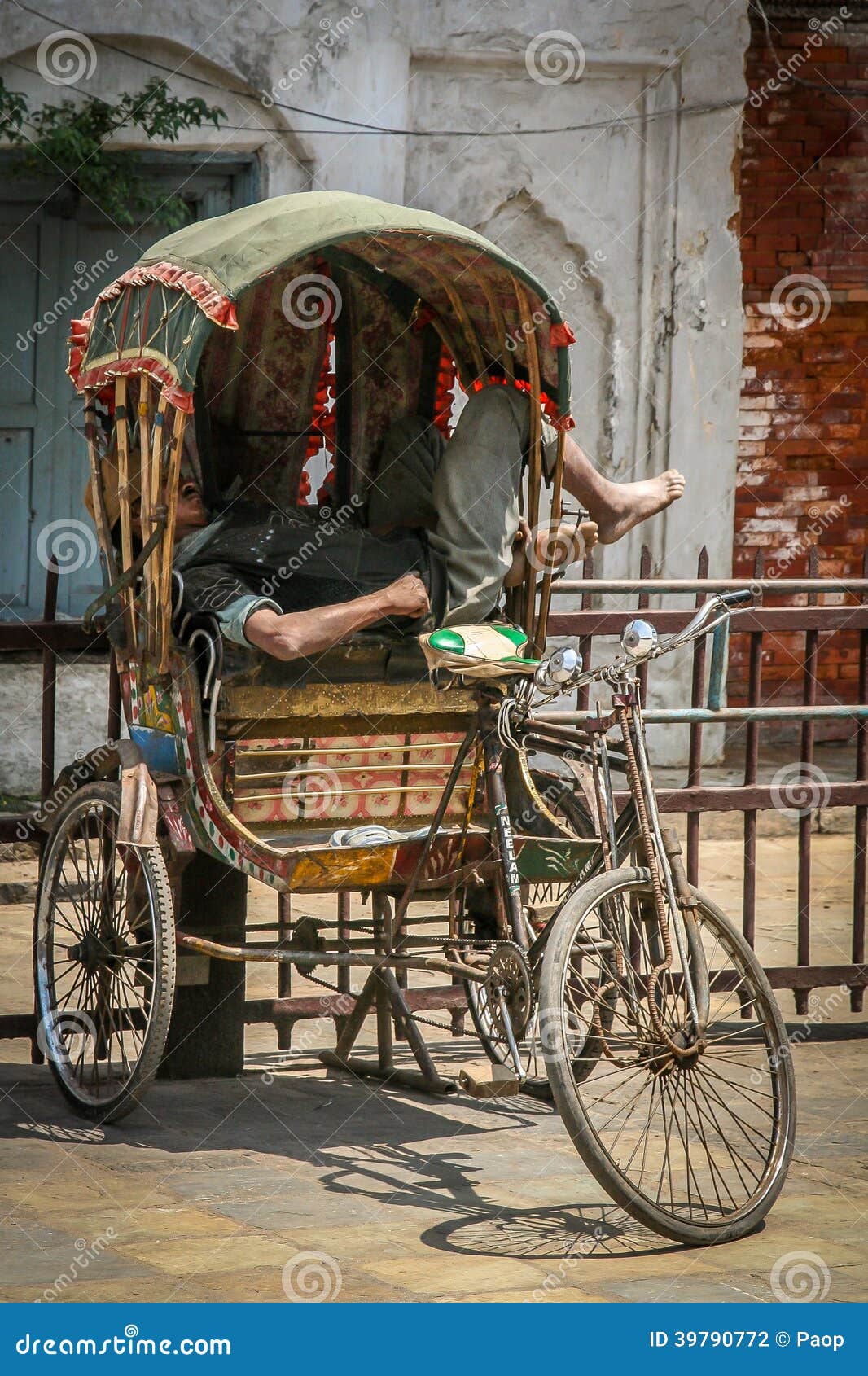 Napping in rickshaw editorial photography. Image of human - 39790772