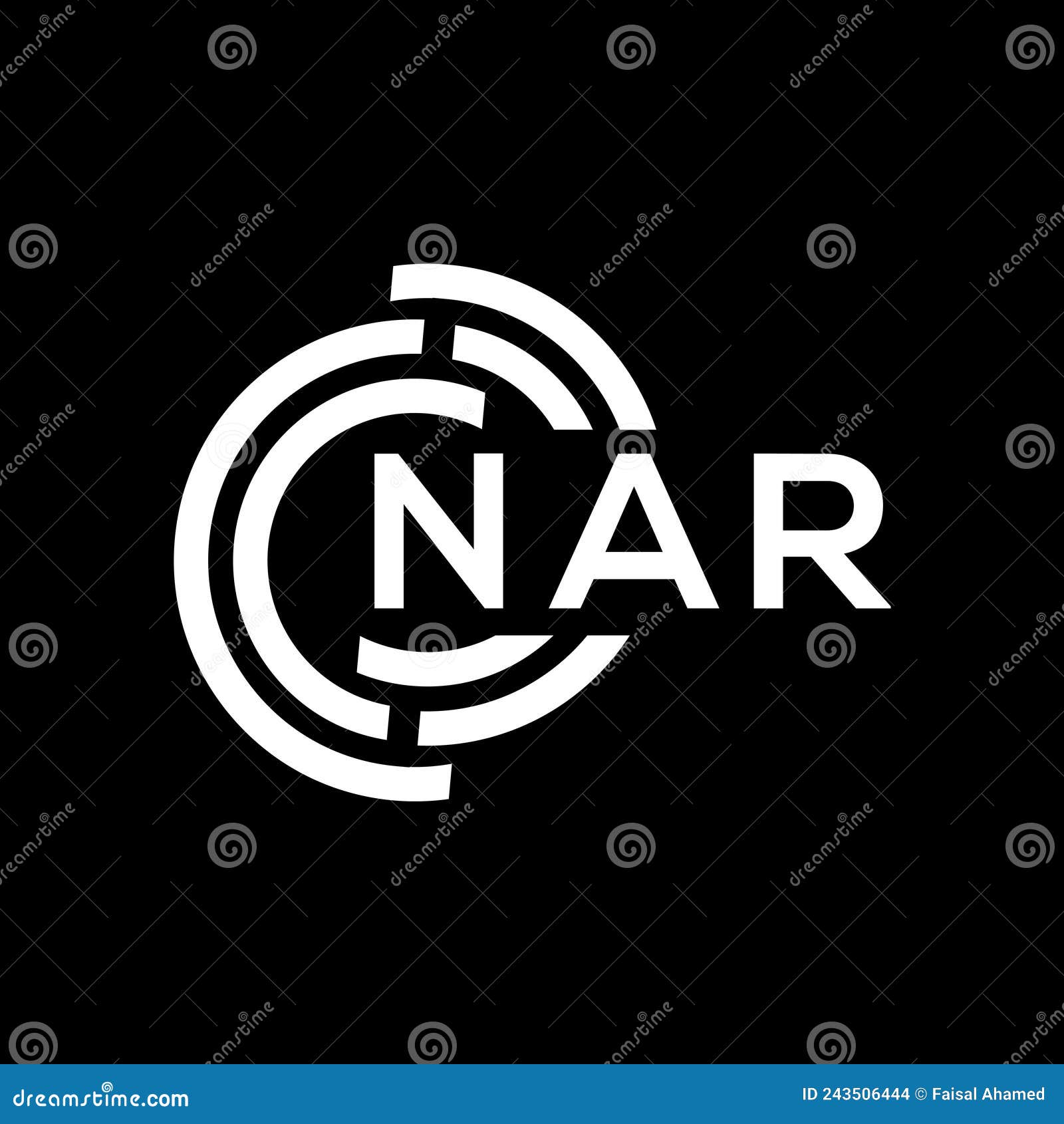 NAR Letter Logo Design on Black Background.NAR Creative Initials Letter ...