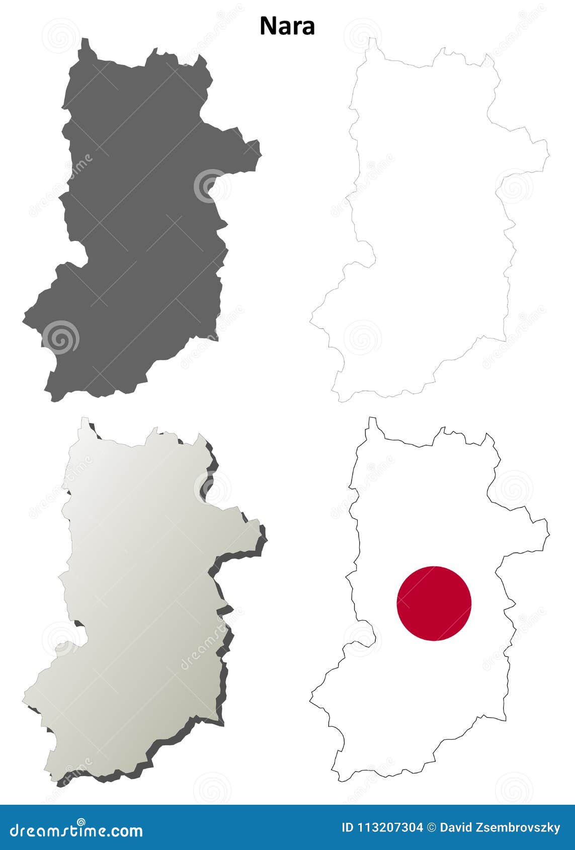 Nara blank outline map set stock vector. Illustration of prefecture ...