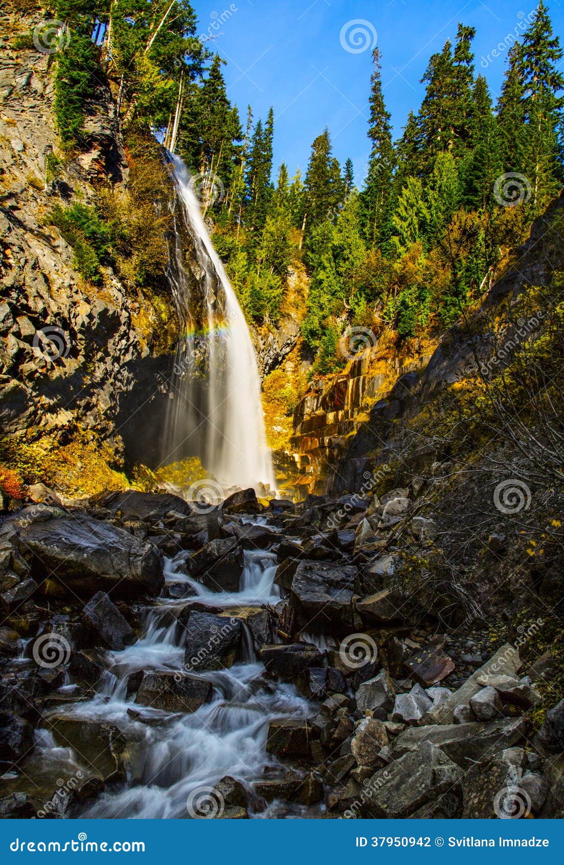 Narada Falls stock photo. Image of stones, blue, rainier - 37950942