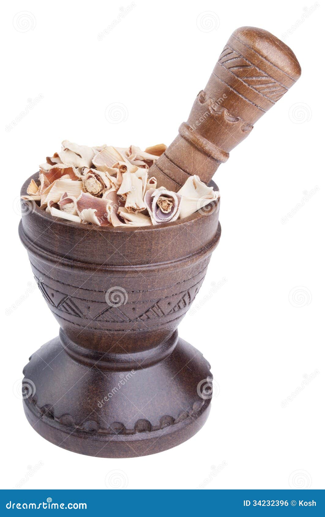 Nard Indien Sec En Mortier En Bois Photo stock - Image of fond, brun ...