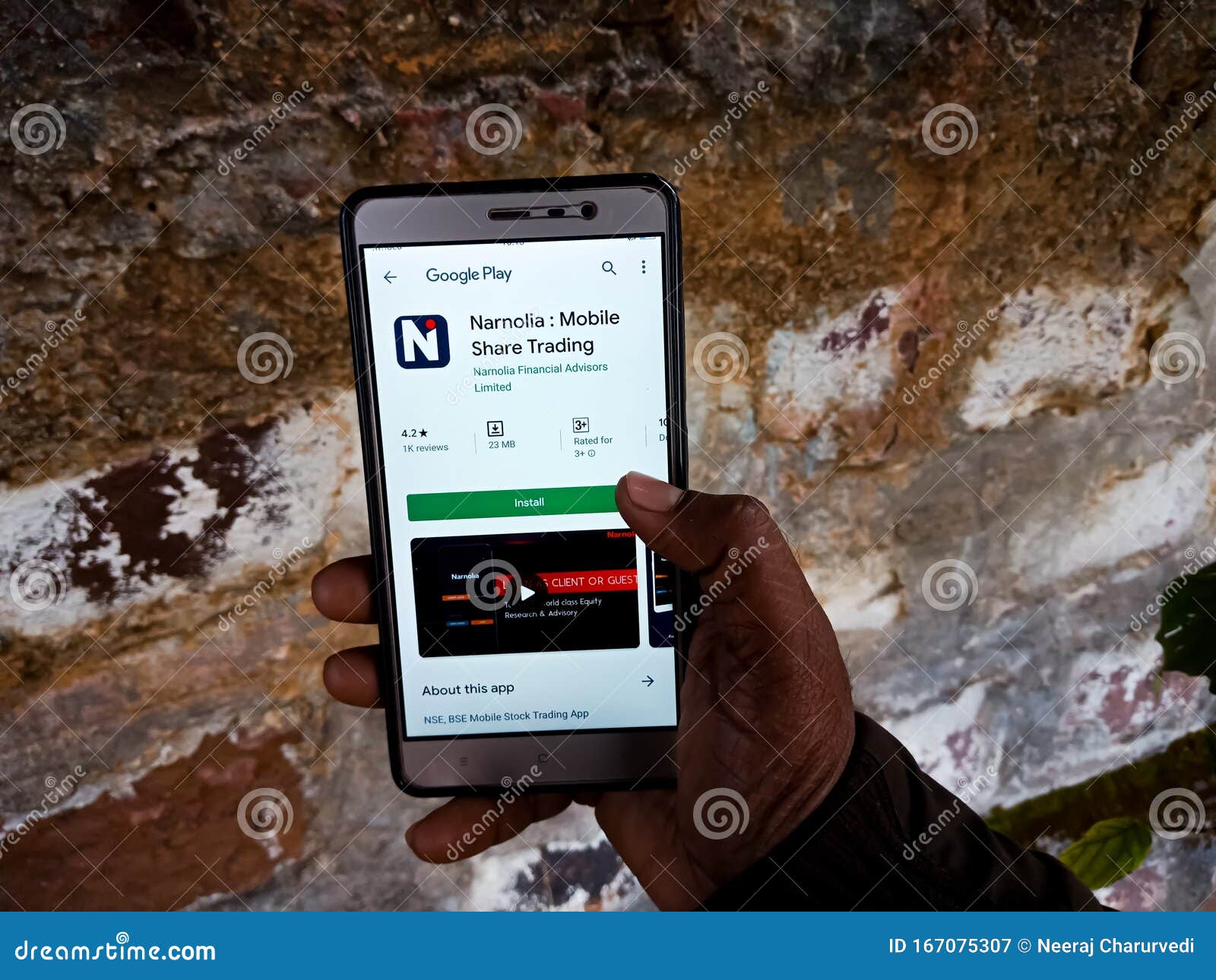 Narnolia Mobile Trading App Displayed on Digital Screen in India Dec ...