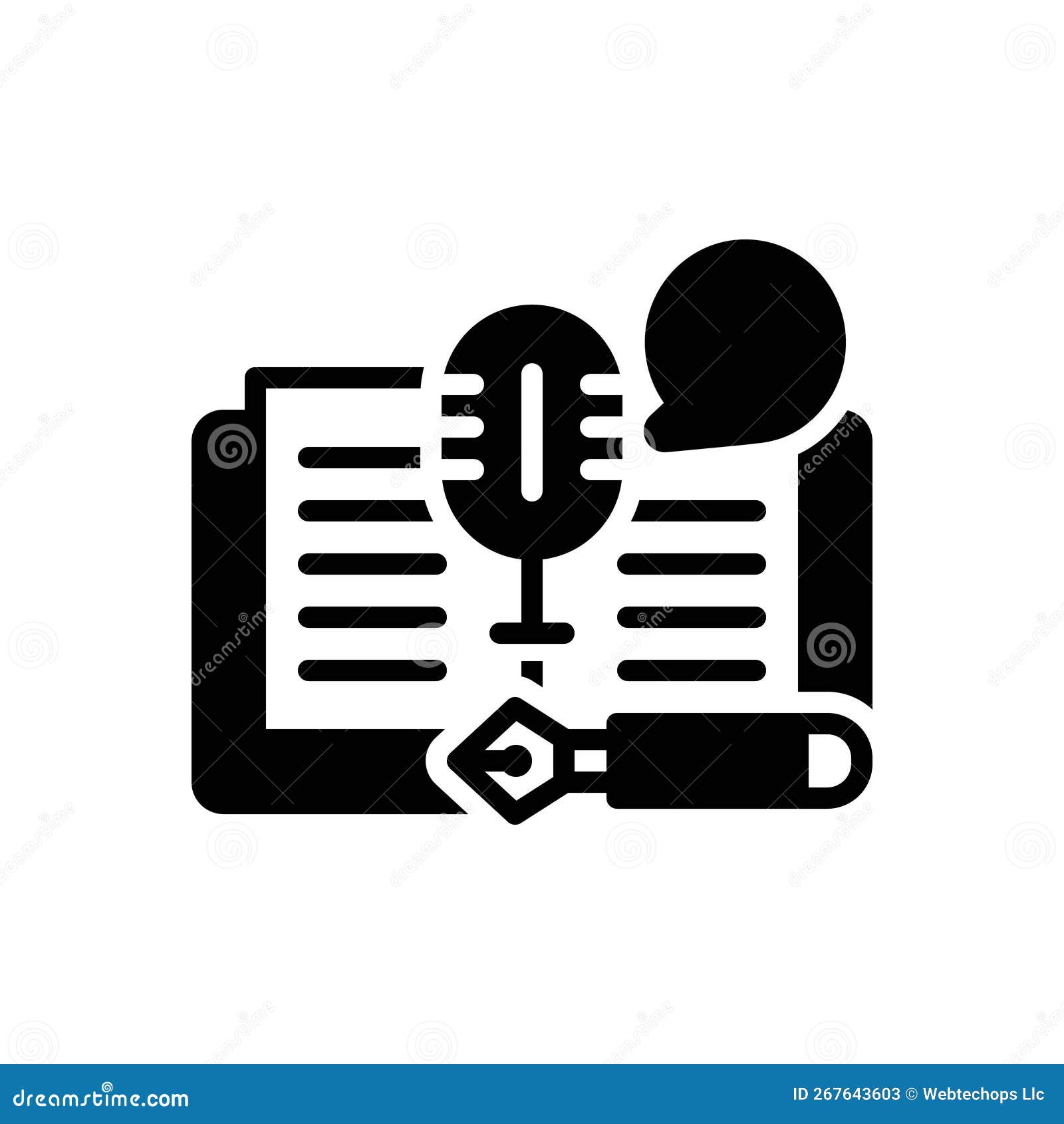 Black Solid Icon for Narrative, Mike and Speech Stock Vector ...