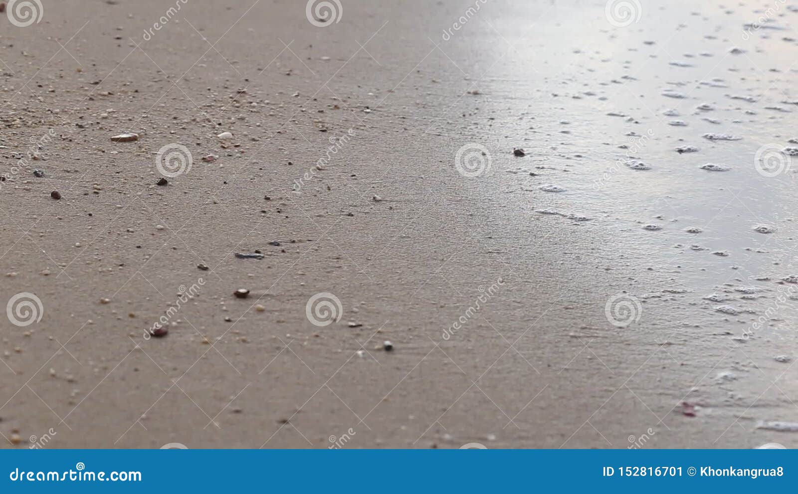 Narrow Beach Line Sea Waves With Wave Crashing On Sandy Shore Stock