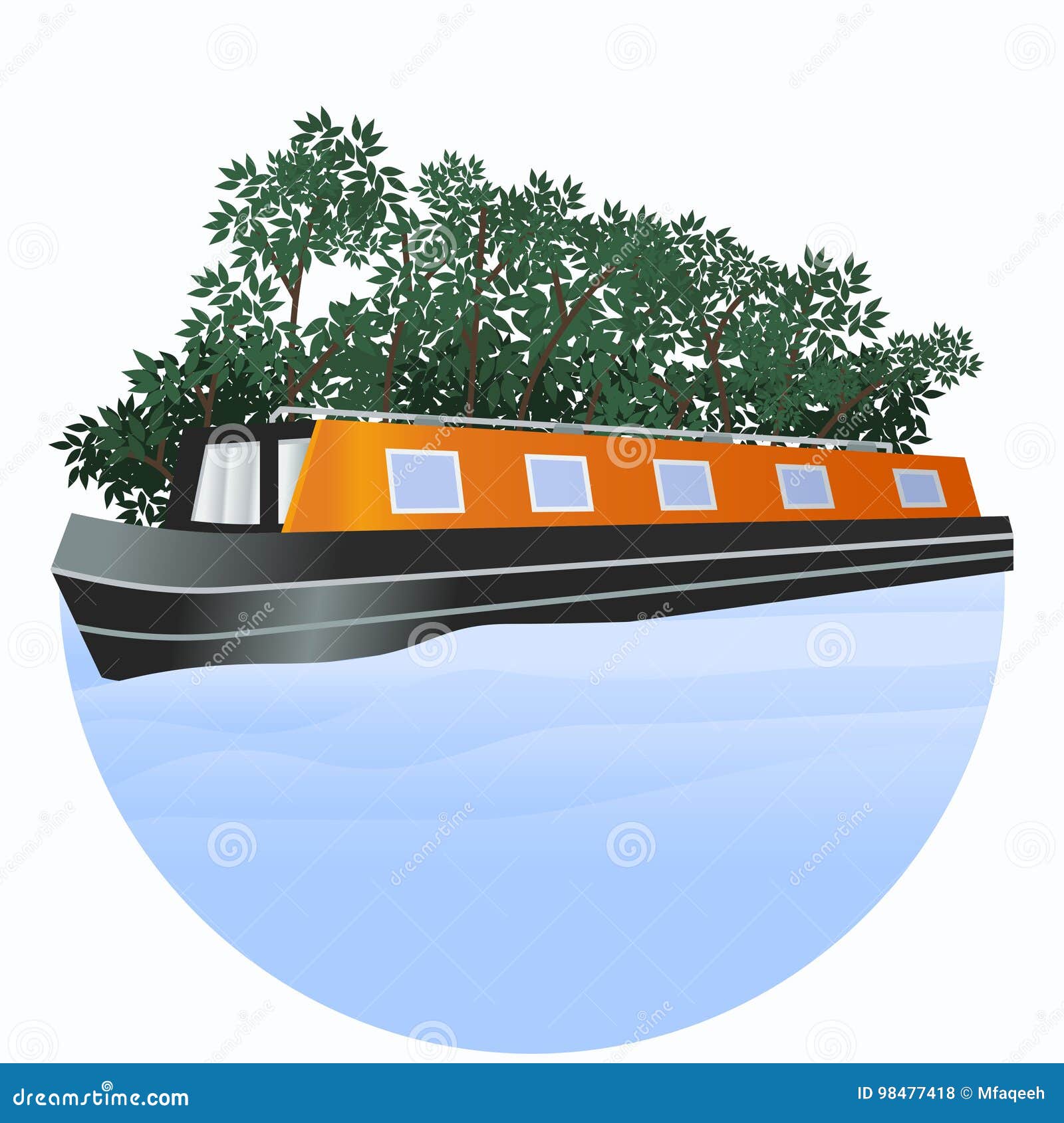 Narrow Boat Coloring Page For Kids. Narrow Boat Cartoon Vector ...