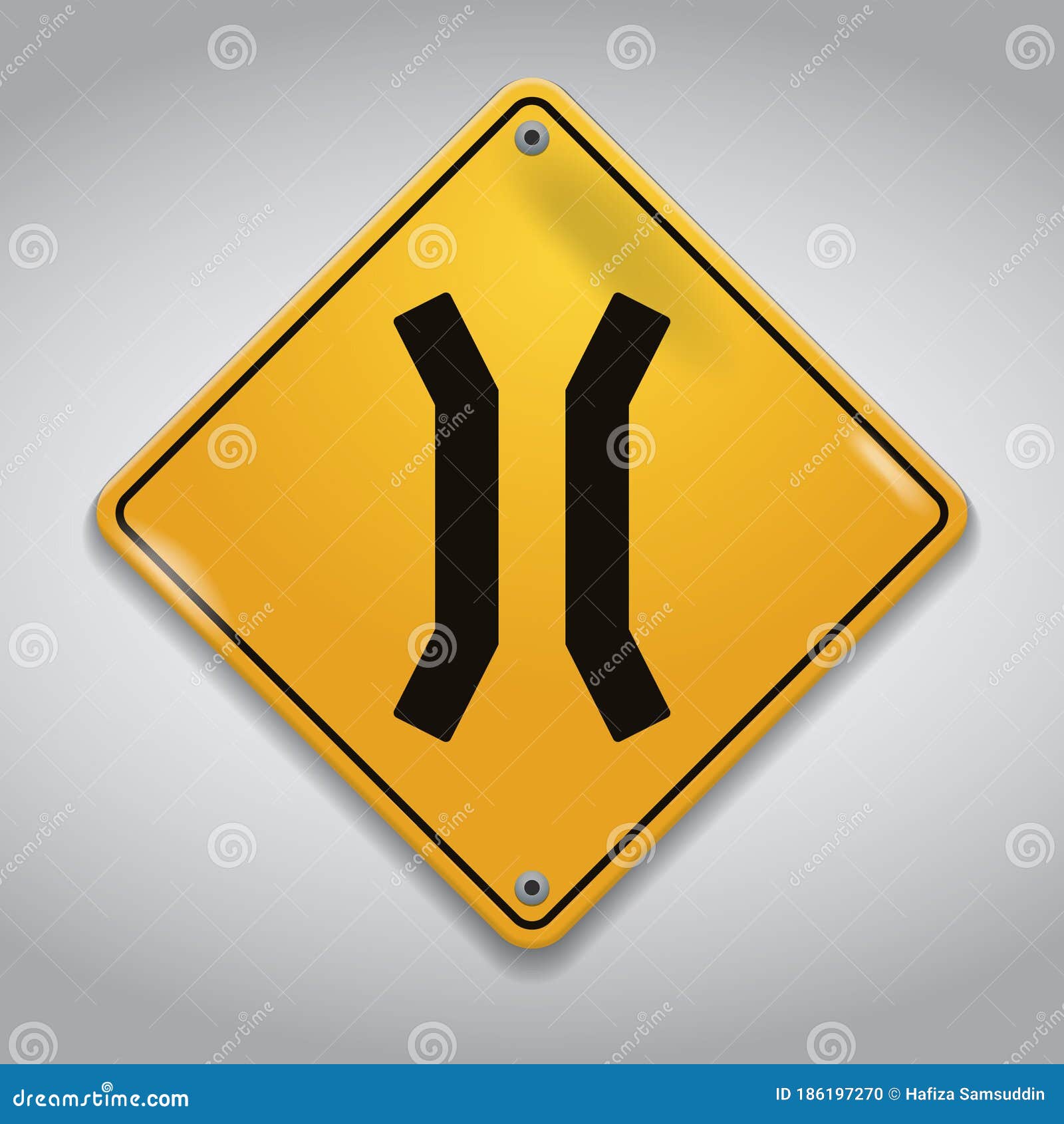 Narrow Bridge Road Signs. Vector Illustration Decorative Design Stock ...
