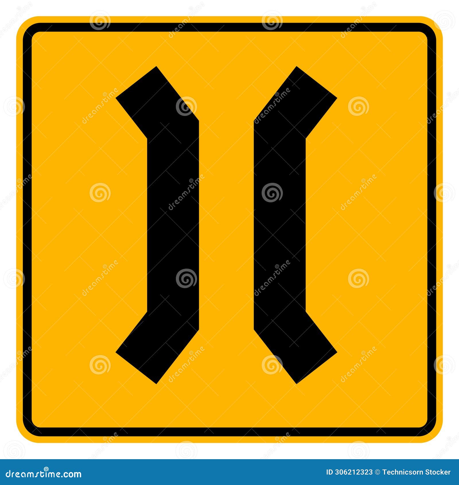 Narrow Bridge Traffic Road Sign,Vector Illustration, Isolate on White ...