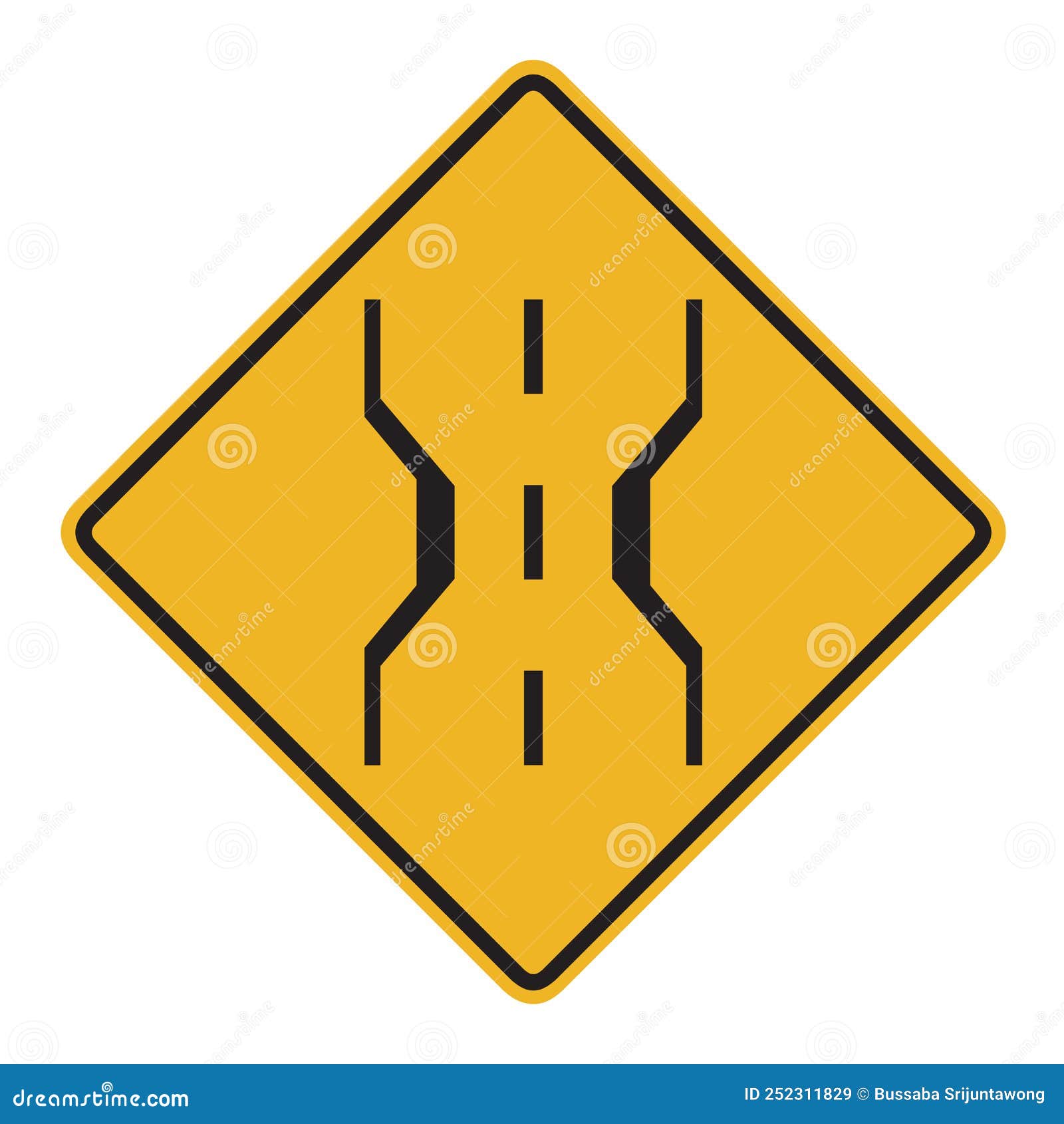 Narrow Bridge Road Signs. Vector Illustration Decorative Design ...