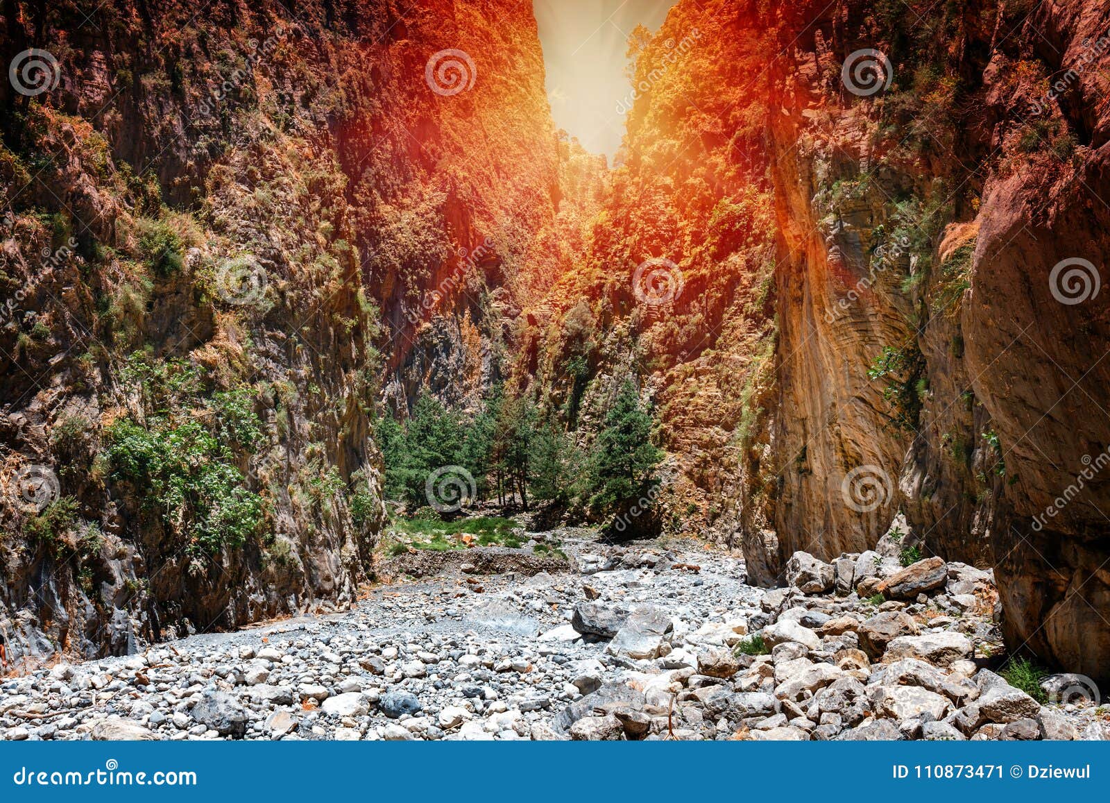Narrow Canyon Trail in Central Crete Stock Image - Image of crete ...