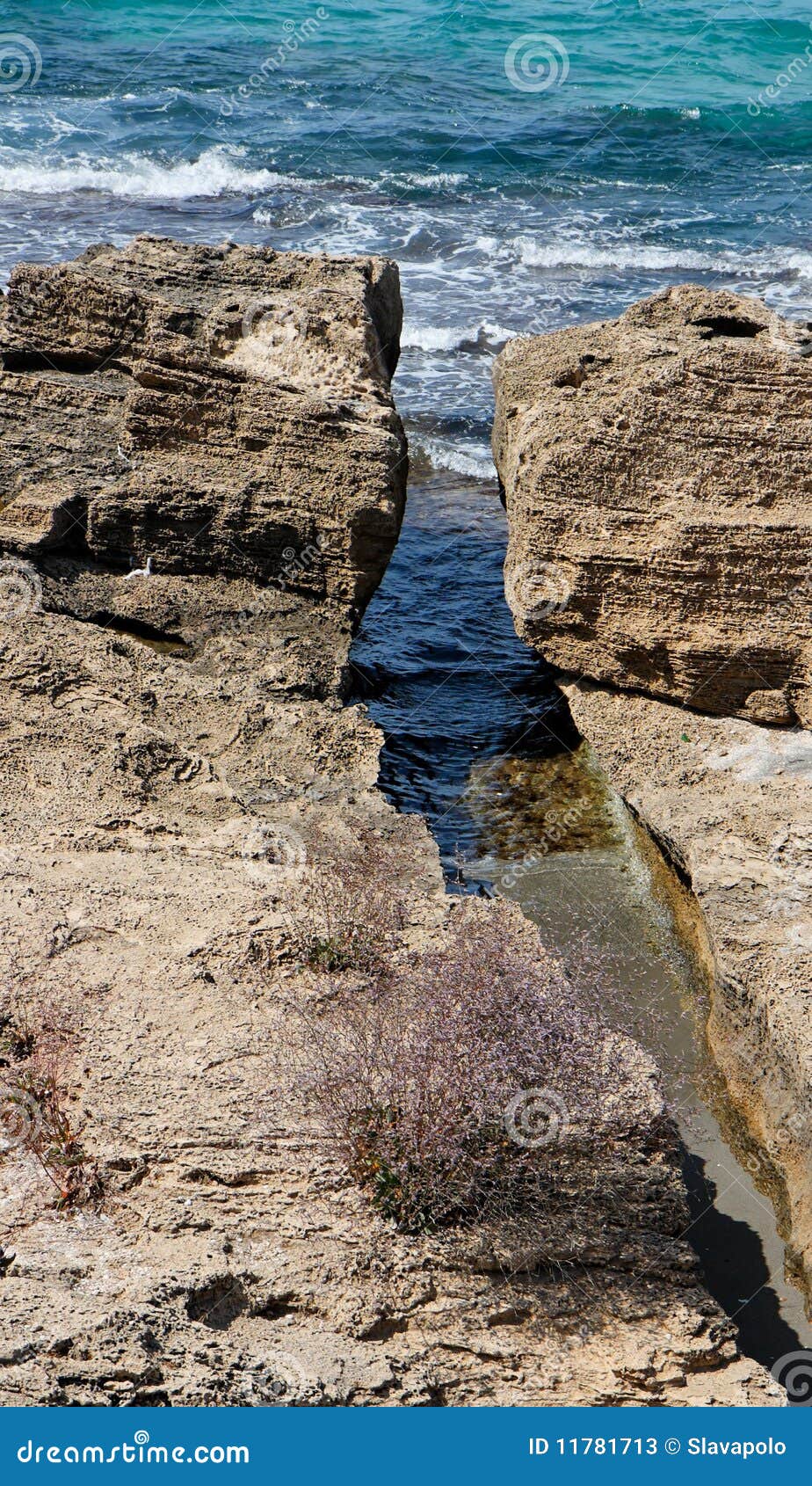Narrow Crack in the Rocks at Sea Coast Stock Image - Image of ...