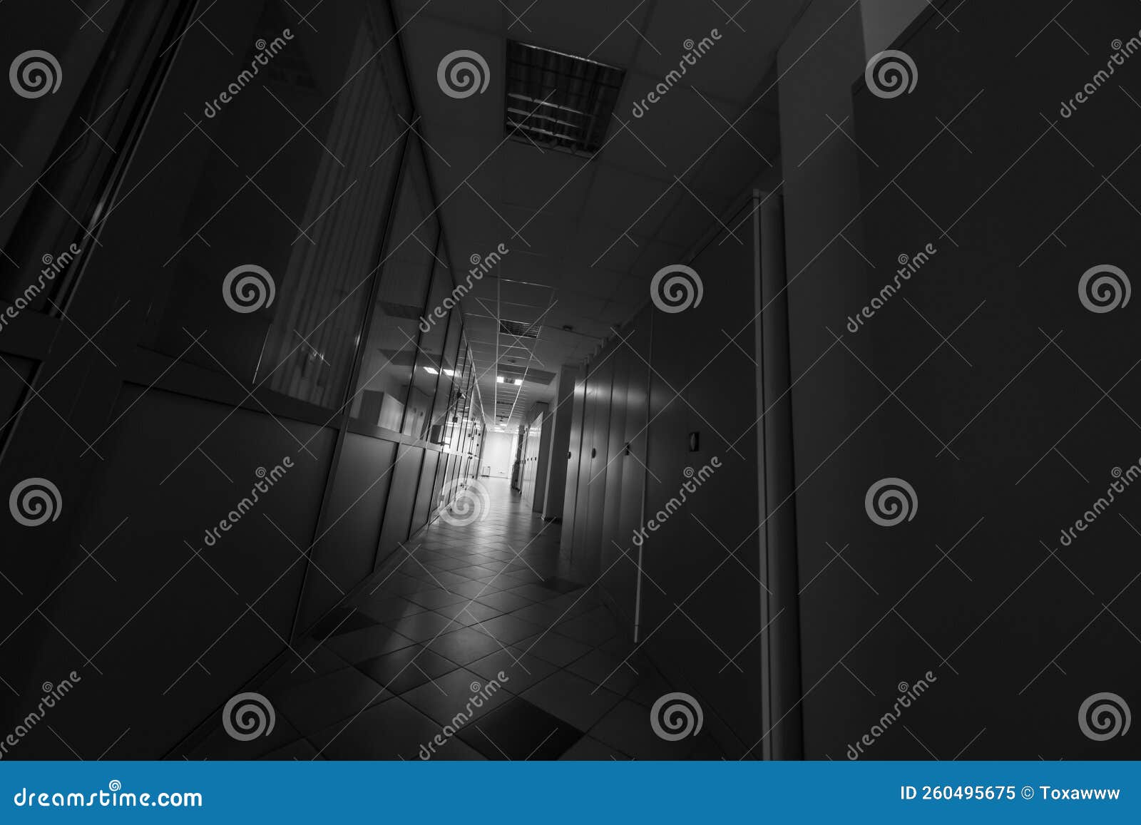 Dark Empty Hallway of Building Stock Image - Image of horror, exit ...