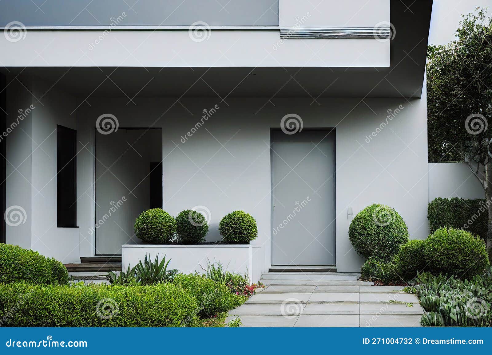 Narrow Dark Grey Front Door of House in Large White Building Stock ...