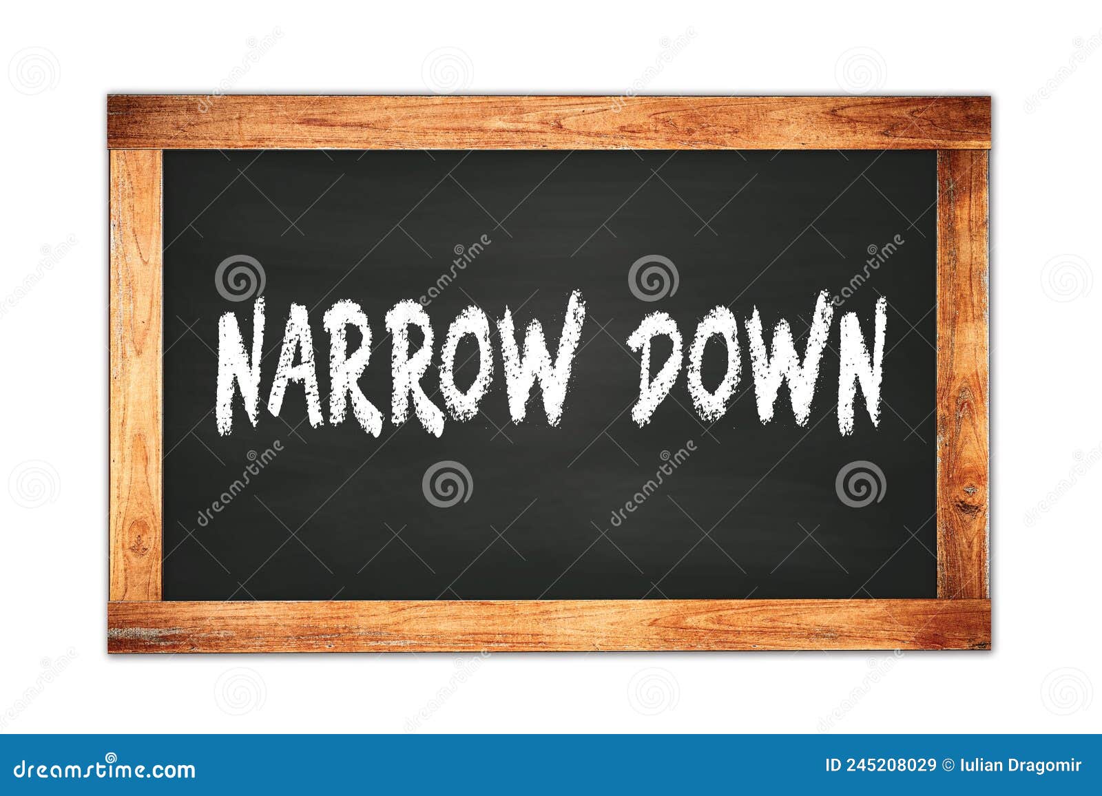 NARROW DOWN Text Written on Wooden Frame School Blackboard Stock Image ...