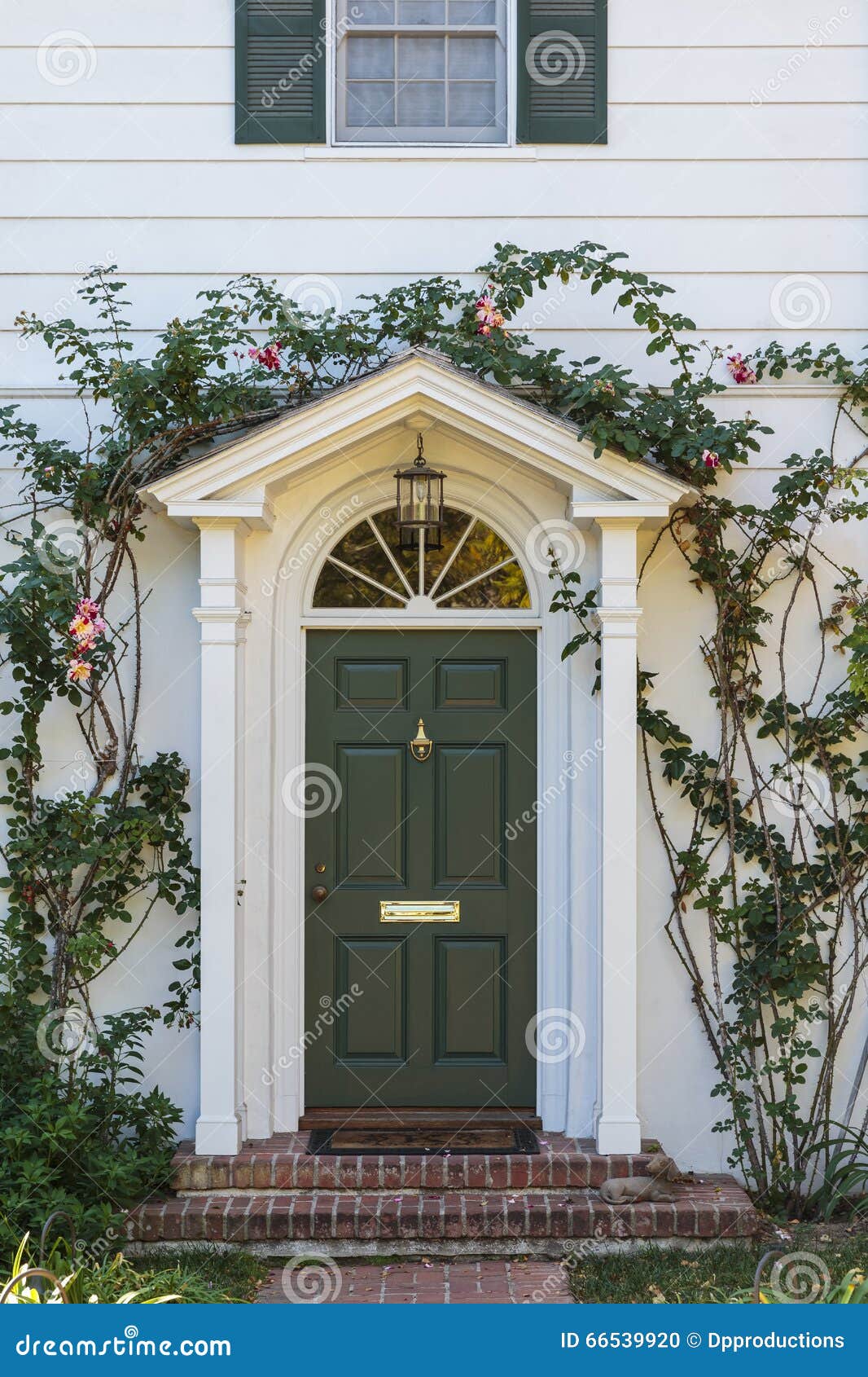 Narrow Front Door in Upscale Home Stock Photo - Image of holiday ...
